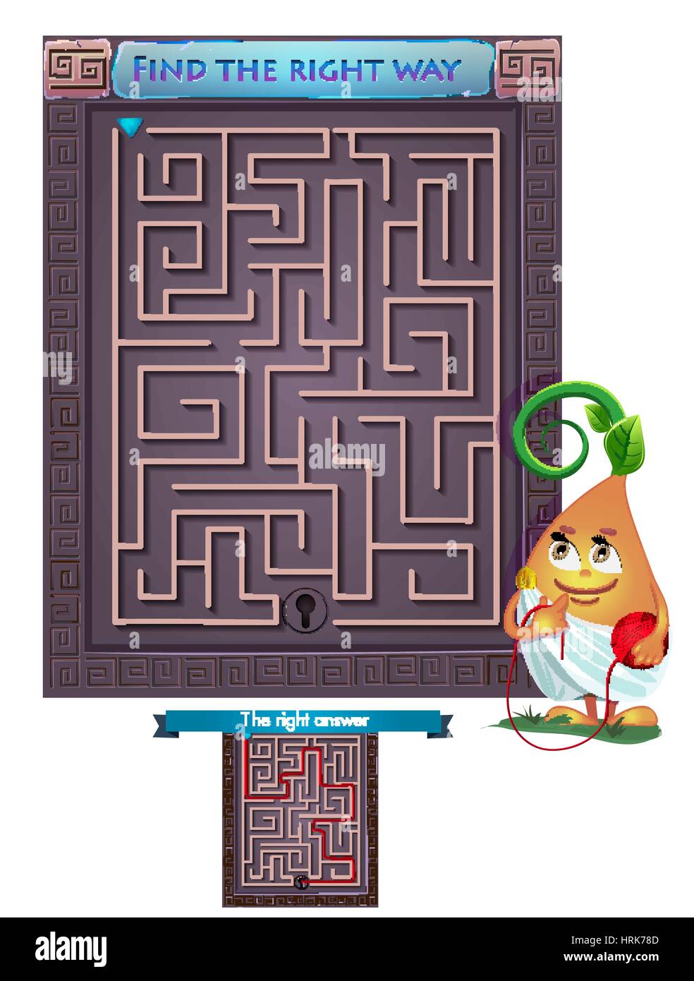Visual Game for children. Task: find the right way out of the maze ...