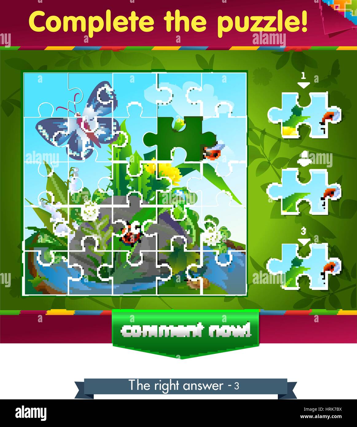 visual game for children and adults. Task complete the puzzle! Stock ...