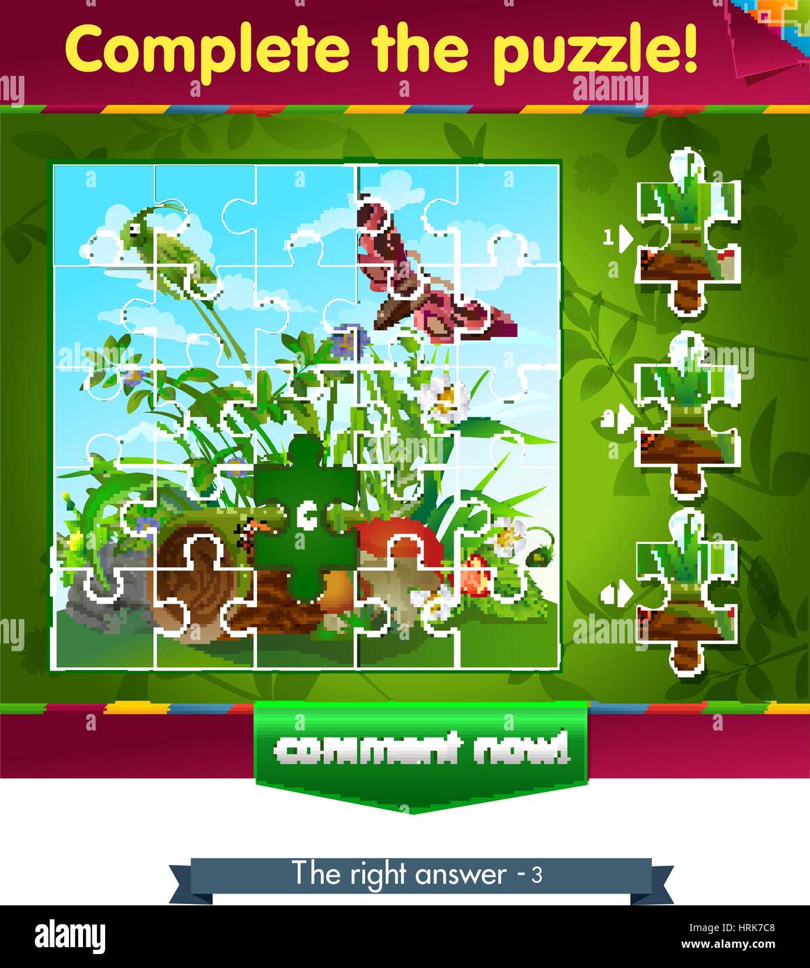 visual game for children and adults. Task complete the puzzle! Stock ...