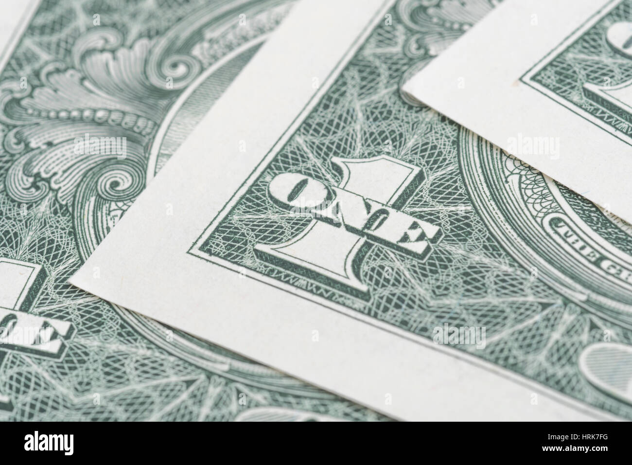 Close-up detail photo of US $1 / One Dollar banknote / bill. For US ...