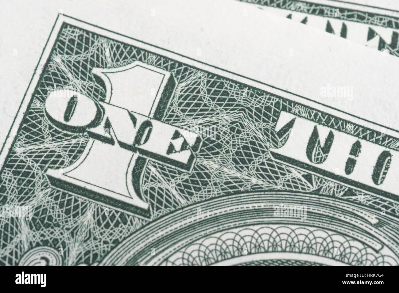 Close-up detail photo of US $1 / One Dollar banknote / bill. For US ...