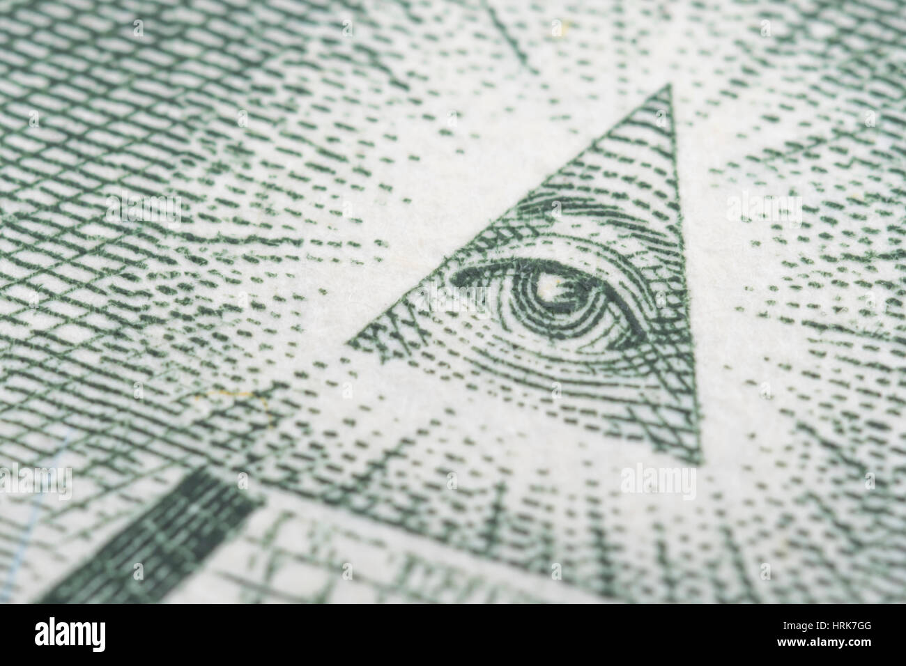 Clos detail macro photo of US $1 / One Dollar banknote / bill and Eye ...