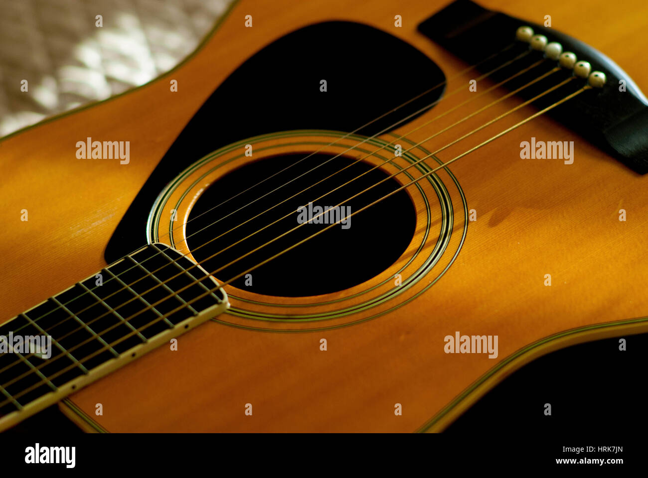acoustic six string blond guitar Stock Photo - Alamy