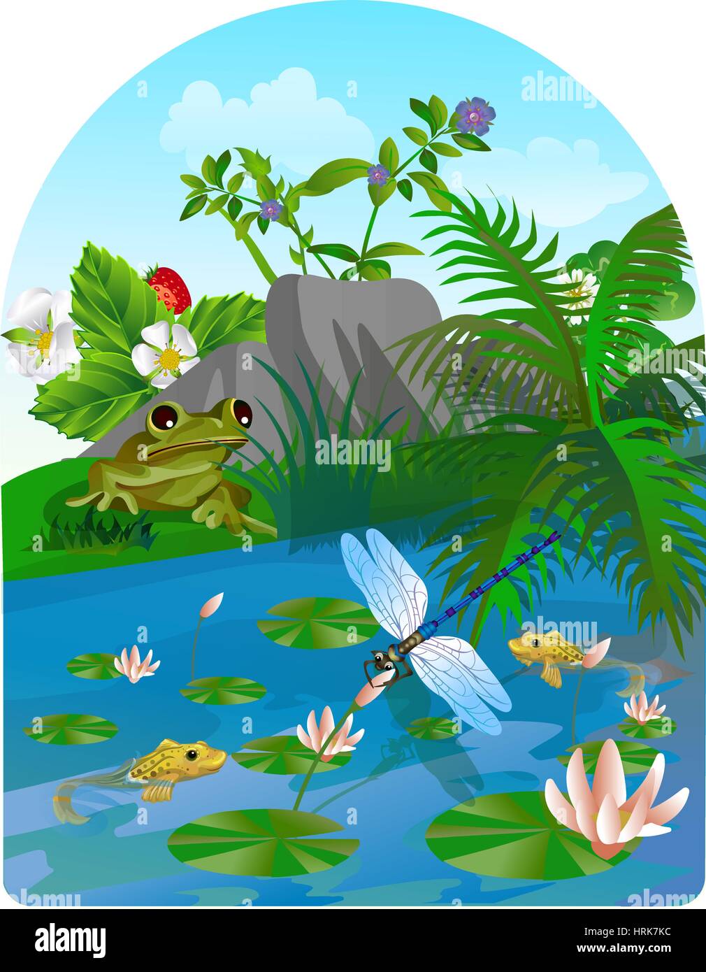 vector summer illustration of nature, in the form of insect life in the ...