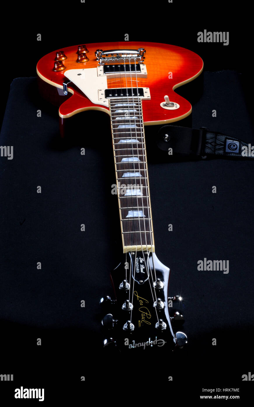 full length electric guitar on black Stock Photo - Alamy