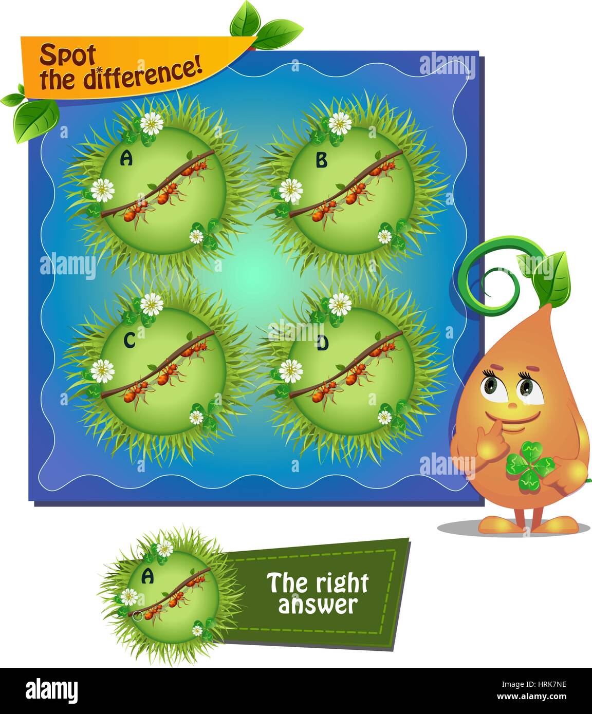 Visual Game for children. Task: Spot the difference Stock Vector Image ...