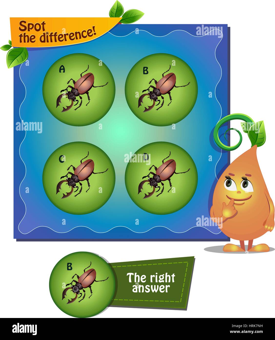 Visual Game for children. Task: Spot the difference Stock Vector Image ...