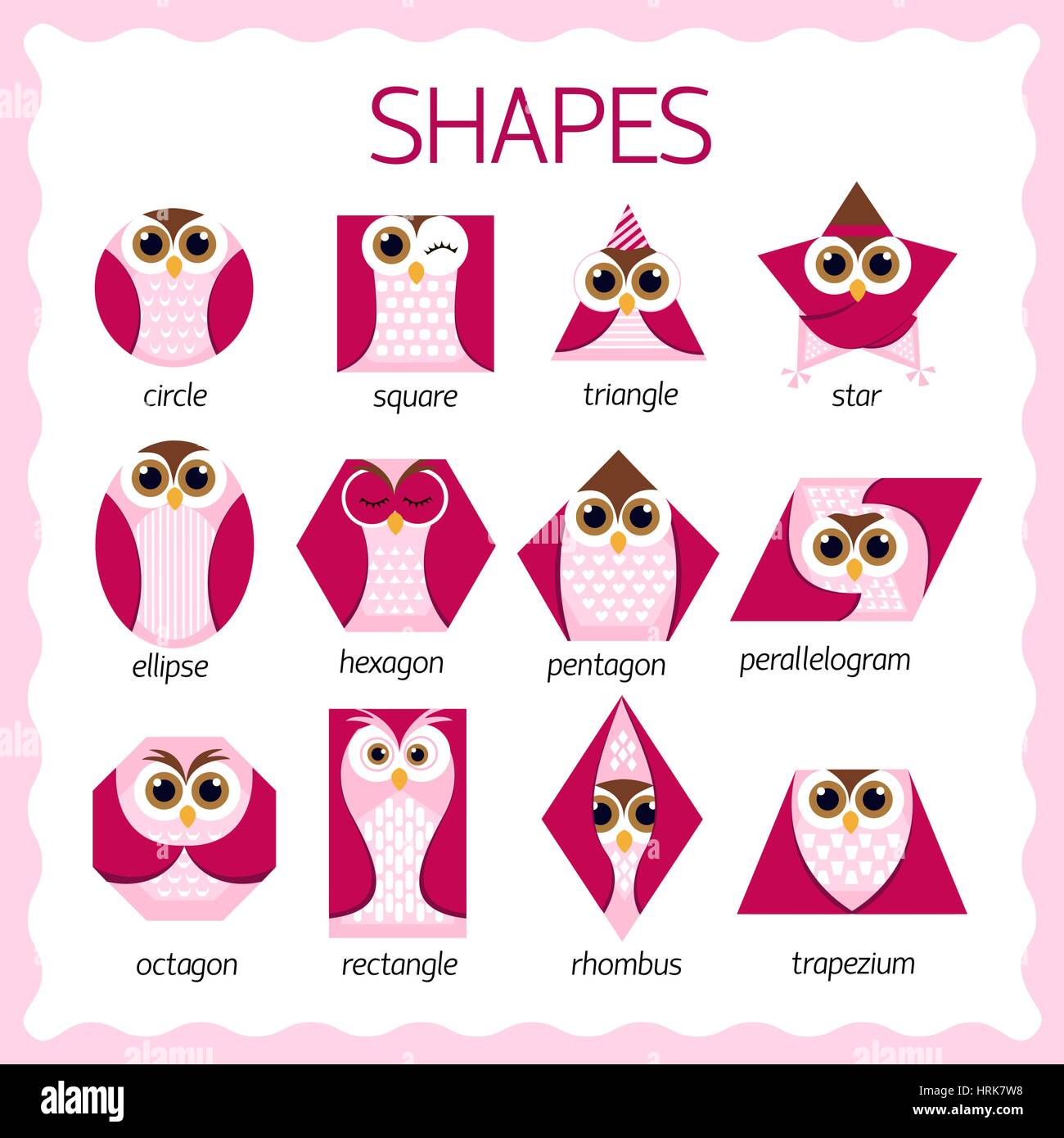 geometric shapes in the form of an owl. Cartoon vector illustration for ...