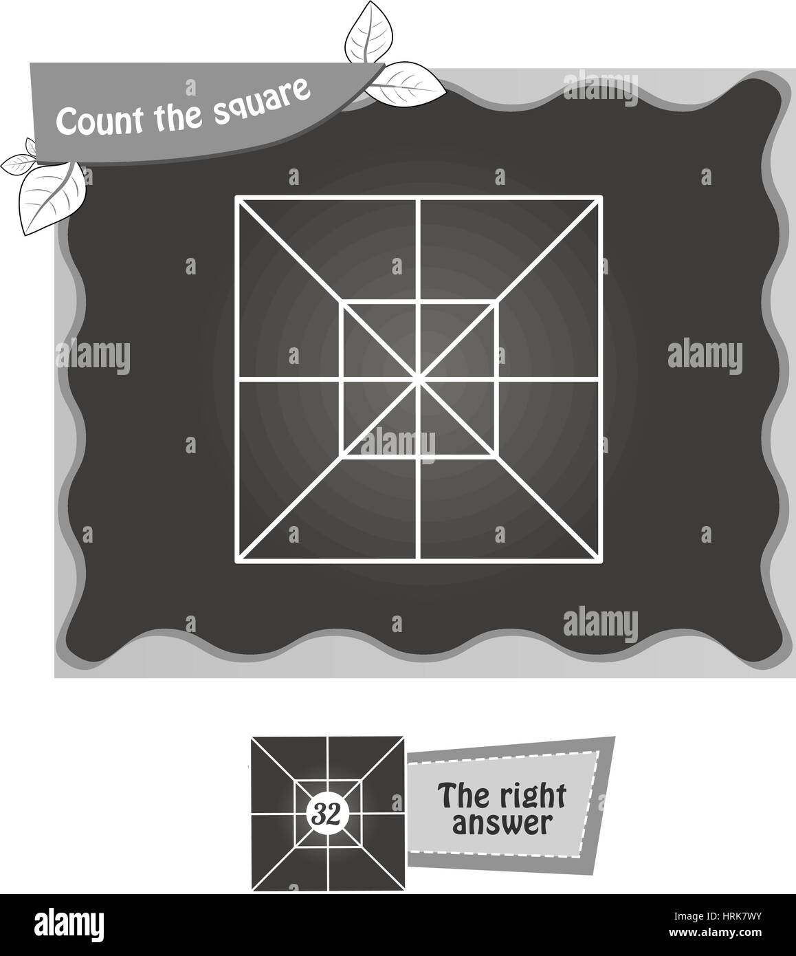 visual game for children. Task: count the squares. black and white ...