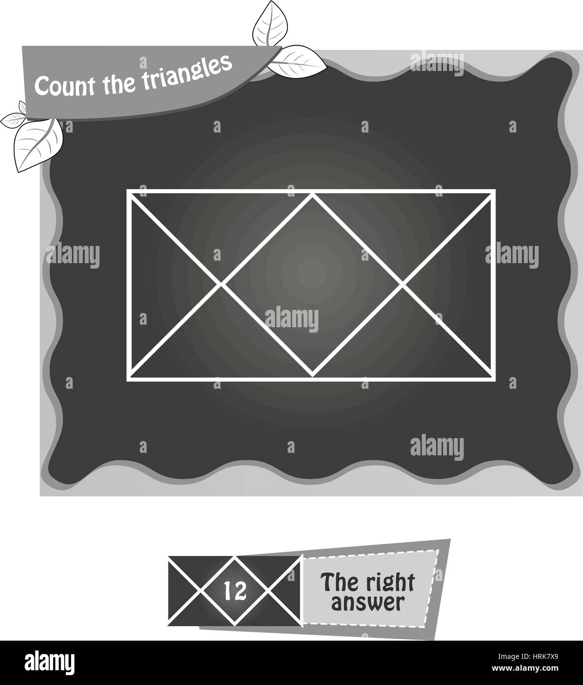 visual game for children. Task: count the triangles. black and white ...