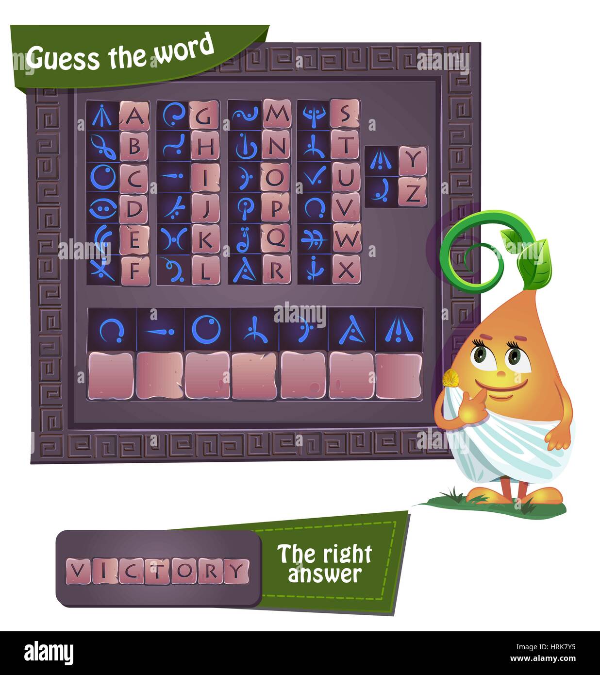 Visual Game for children. Task: guess the word. Right answer- victory ...