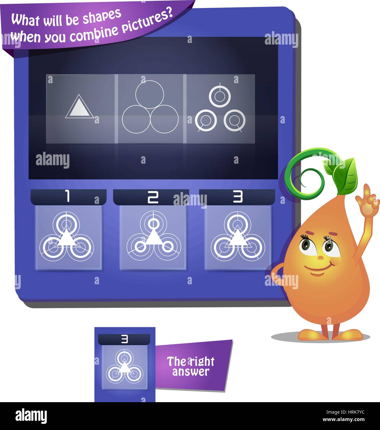 Visual Game for children. Task: What will be shapes when you combine ...