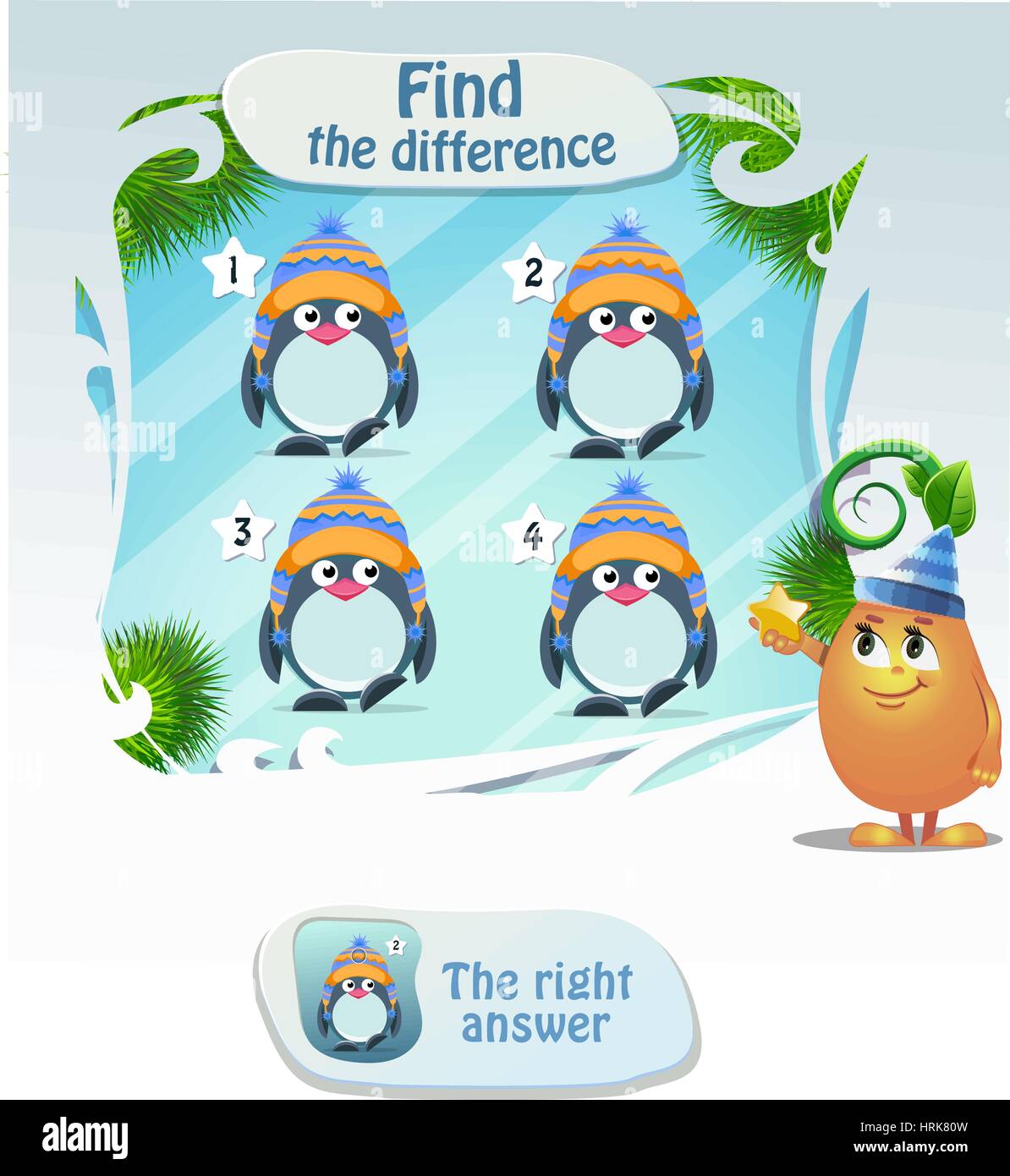 Visual Game for children. Task: Find the difference penguin Stock ...