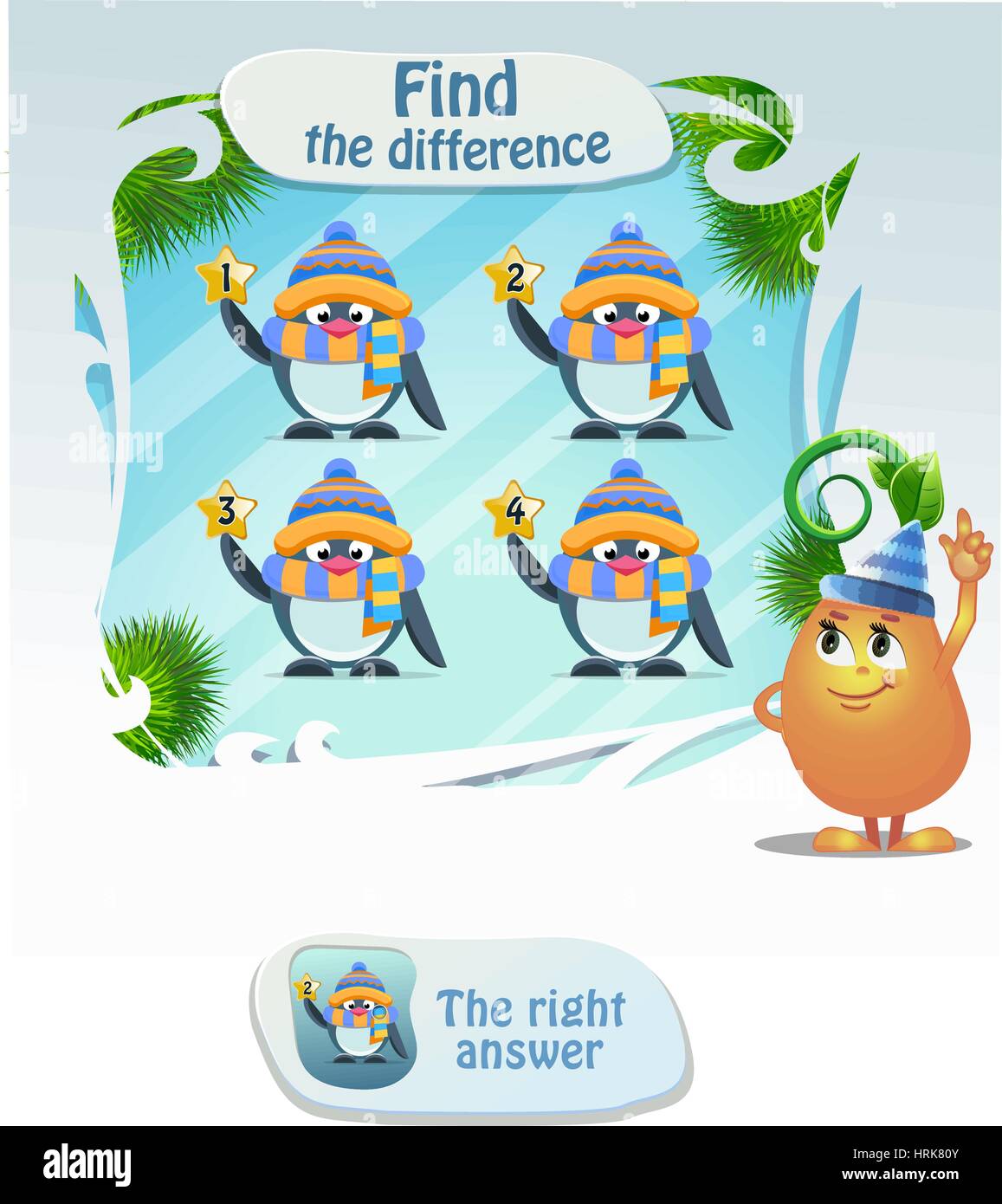 Visual Game for children. Task: Find the difference penguin Stock ...