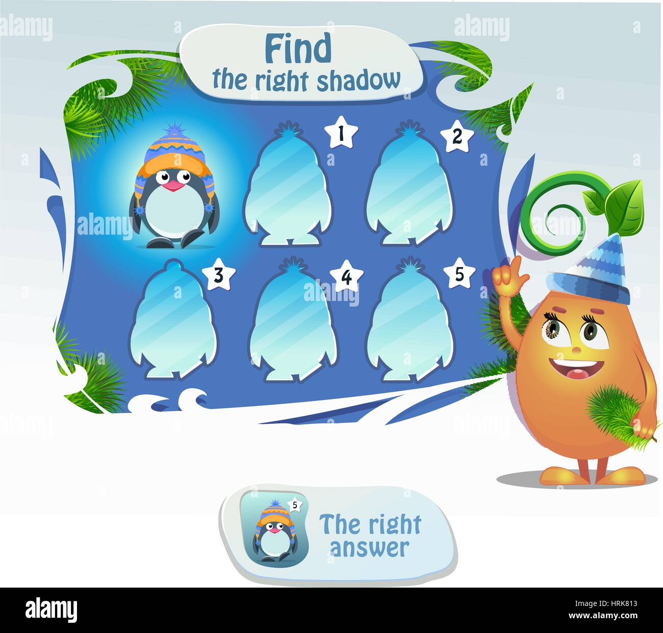 visual game for children and adults. Task- find the right shadow ...