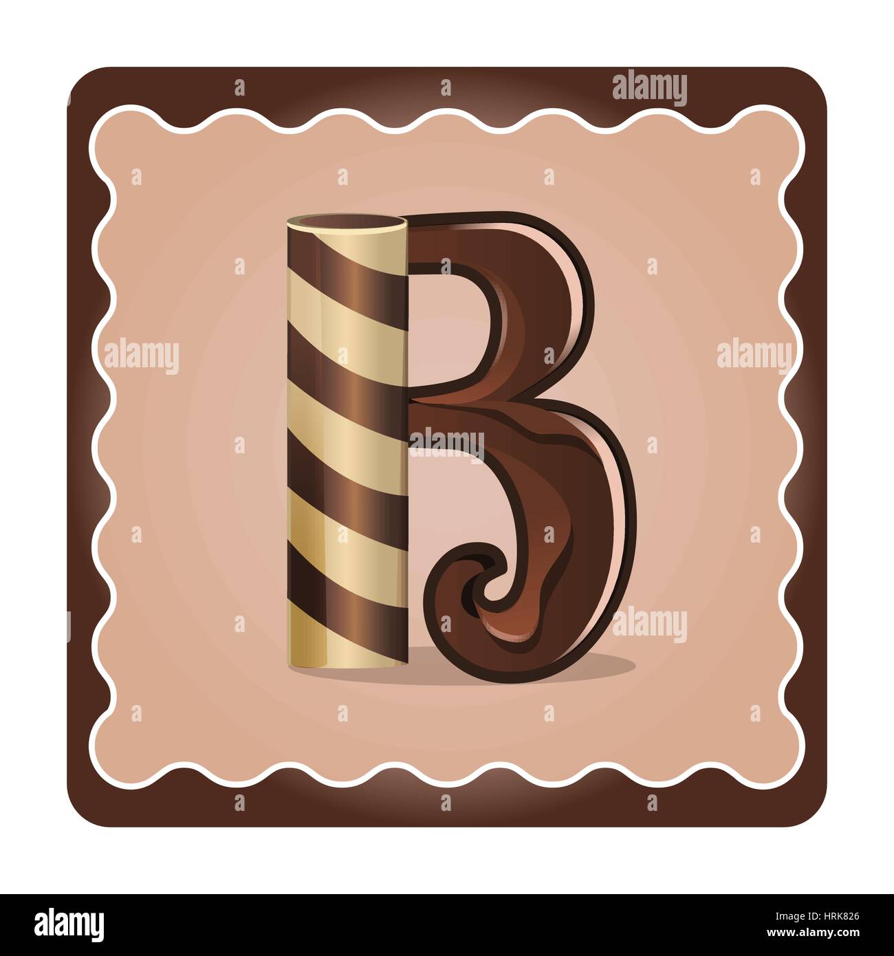 Cards for children for learning the alphabet. Letter b as chocolate, in ...