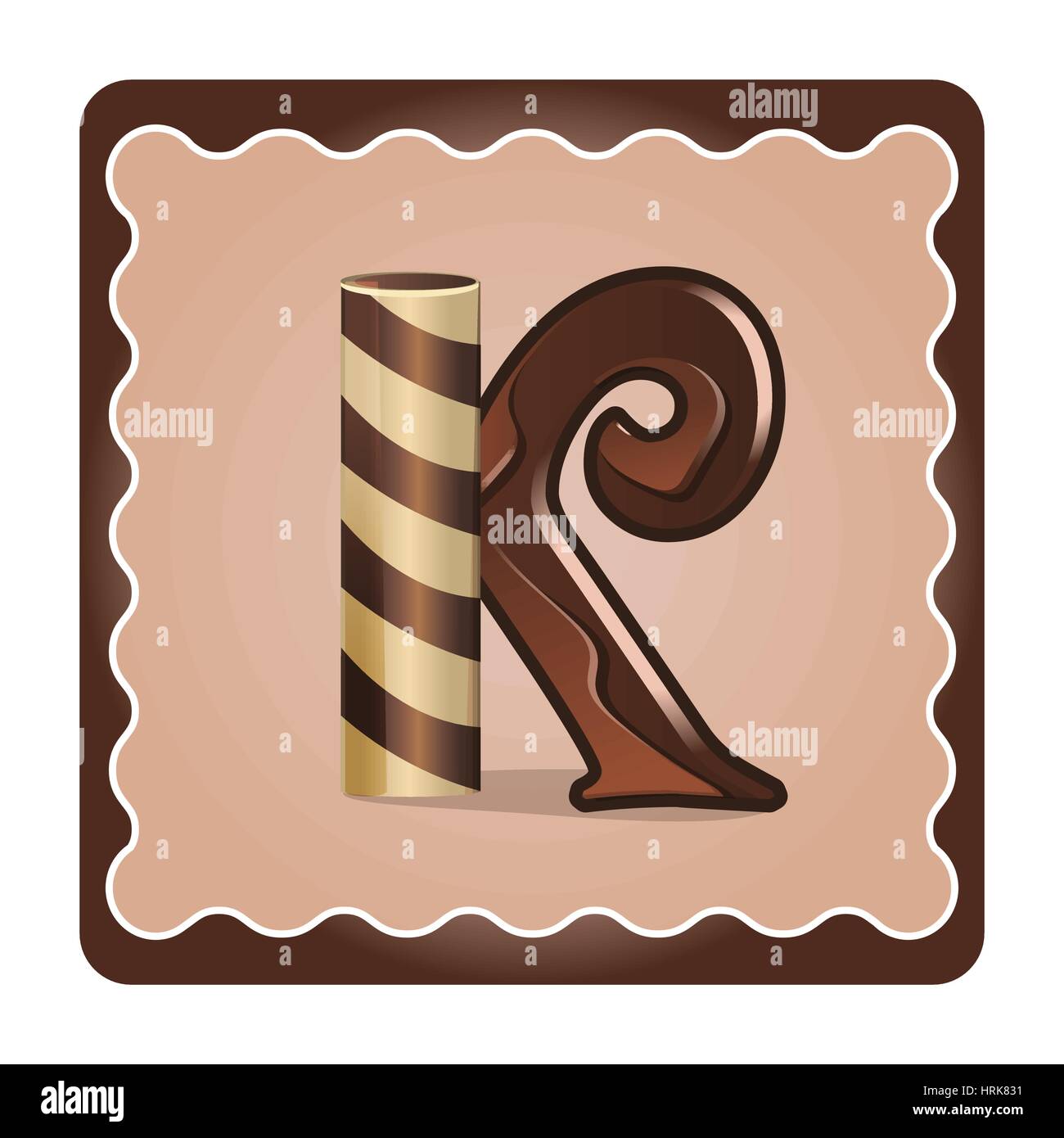 Cards for children for learning the alphabet. Letter k as chocolate, in ...