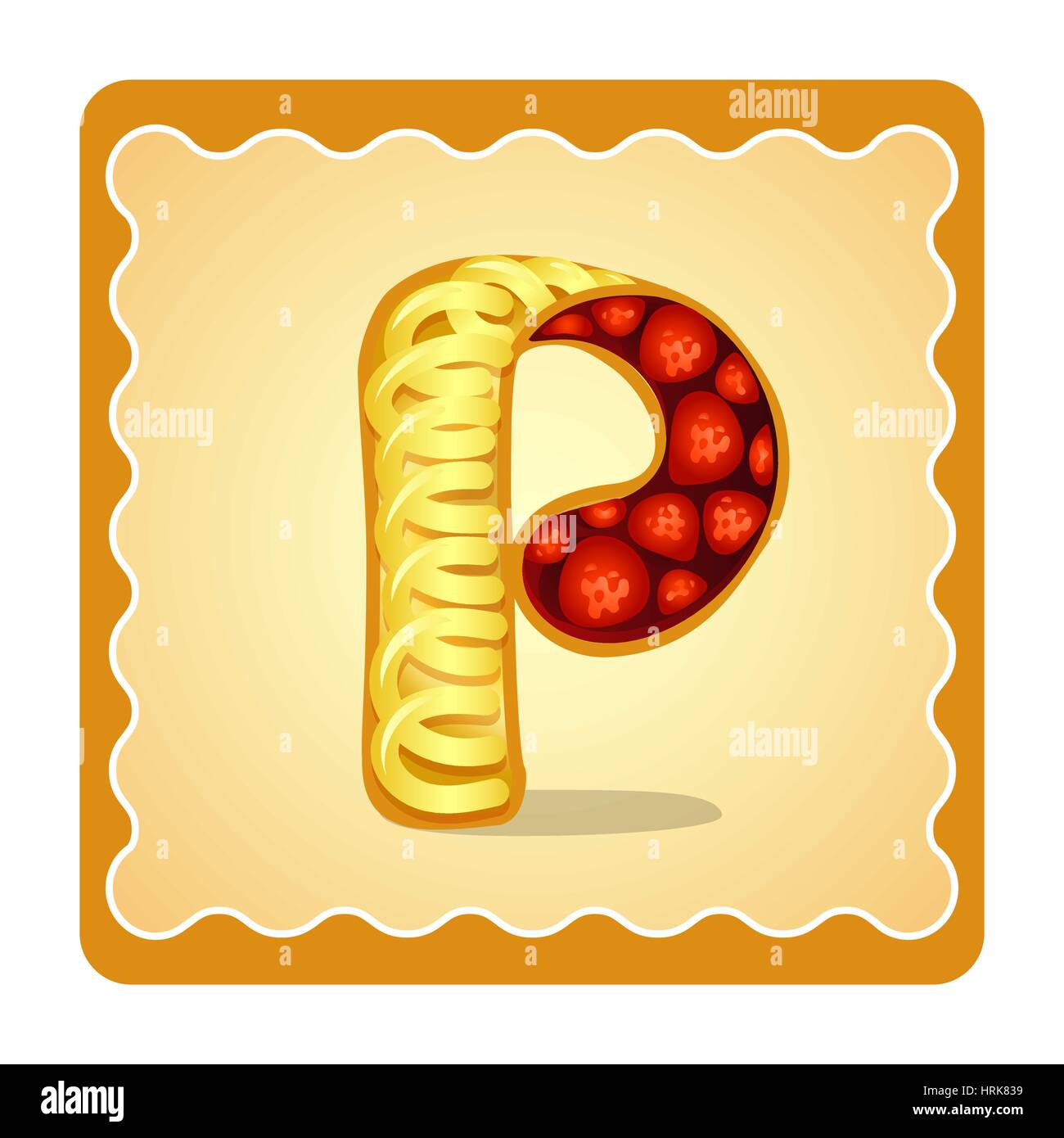 Cards for children for learning the alphabet. Letter p as chocolate, in ...