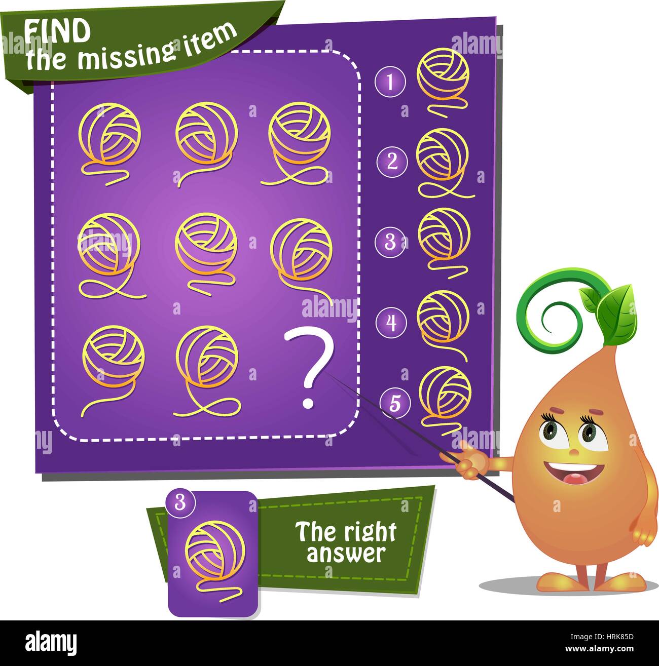Visual Game for children. Task: find the missing item Stock Vector ...