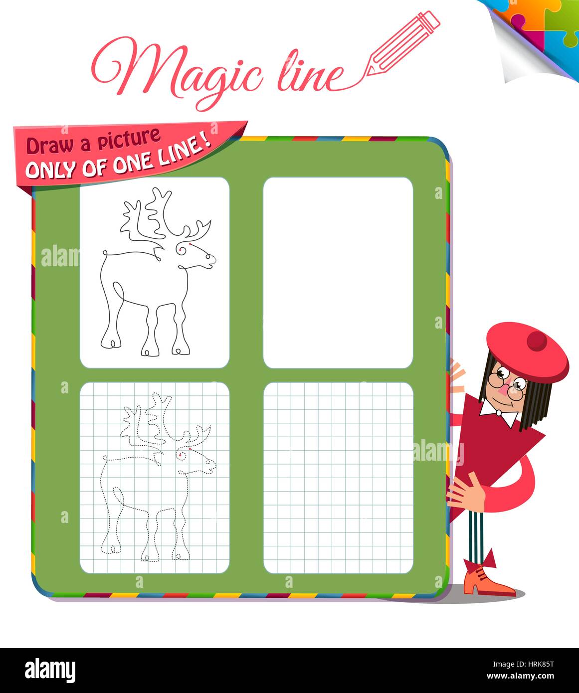 Visual Game for children. Coloring book education. Task: Draw a picture ...