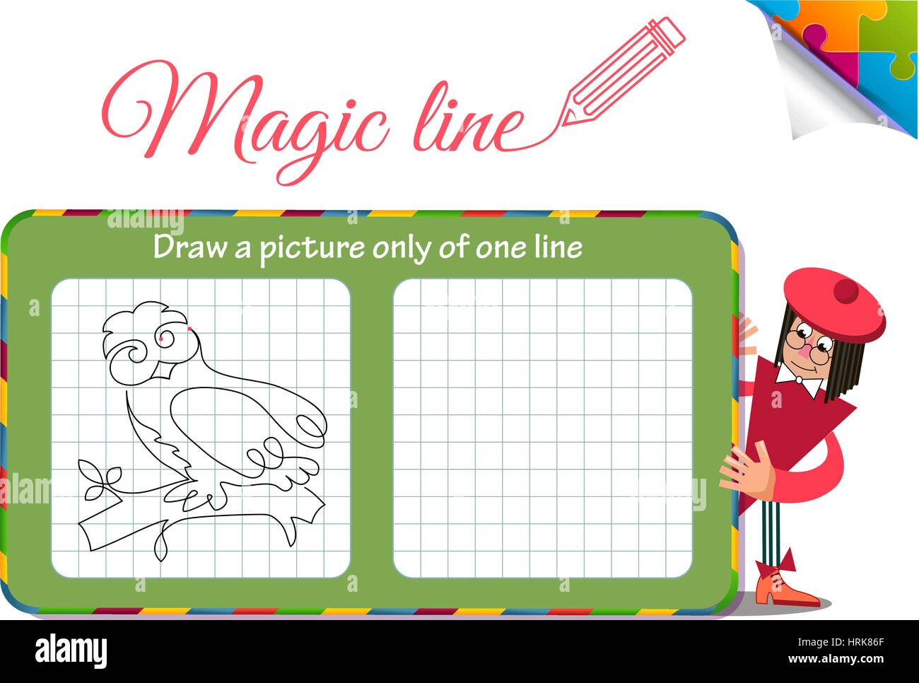 Visual Game for children. Coloring book education. Task: Draw a picture ...