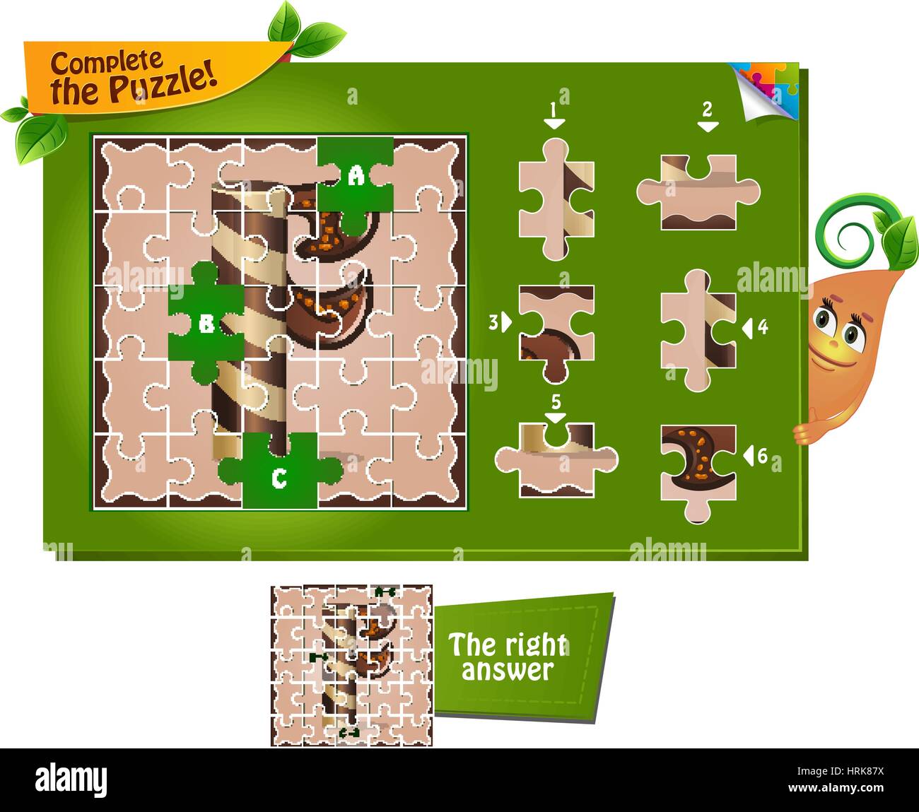 visual game for children and adults. Task complete the puzzle! Letters ...