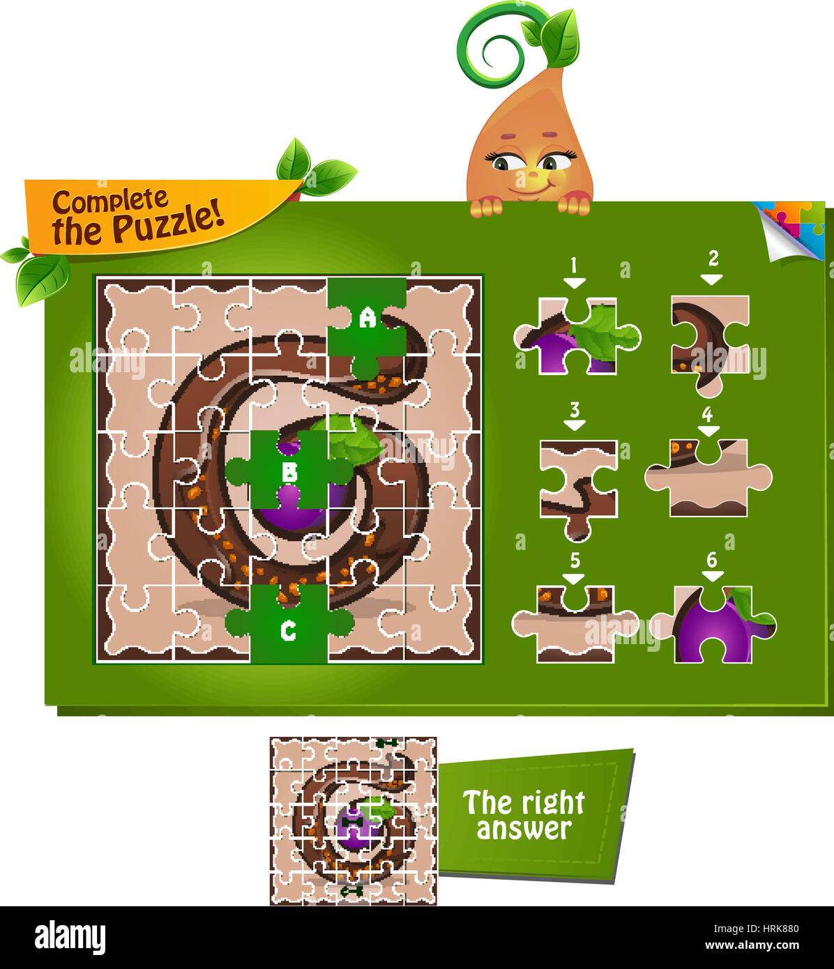 visual game for children and adults. Task complete the puzzle! Letters ...