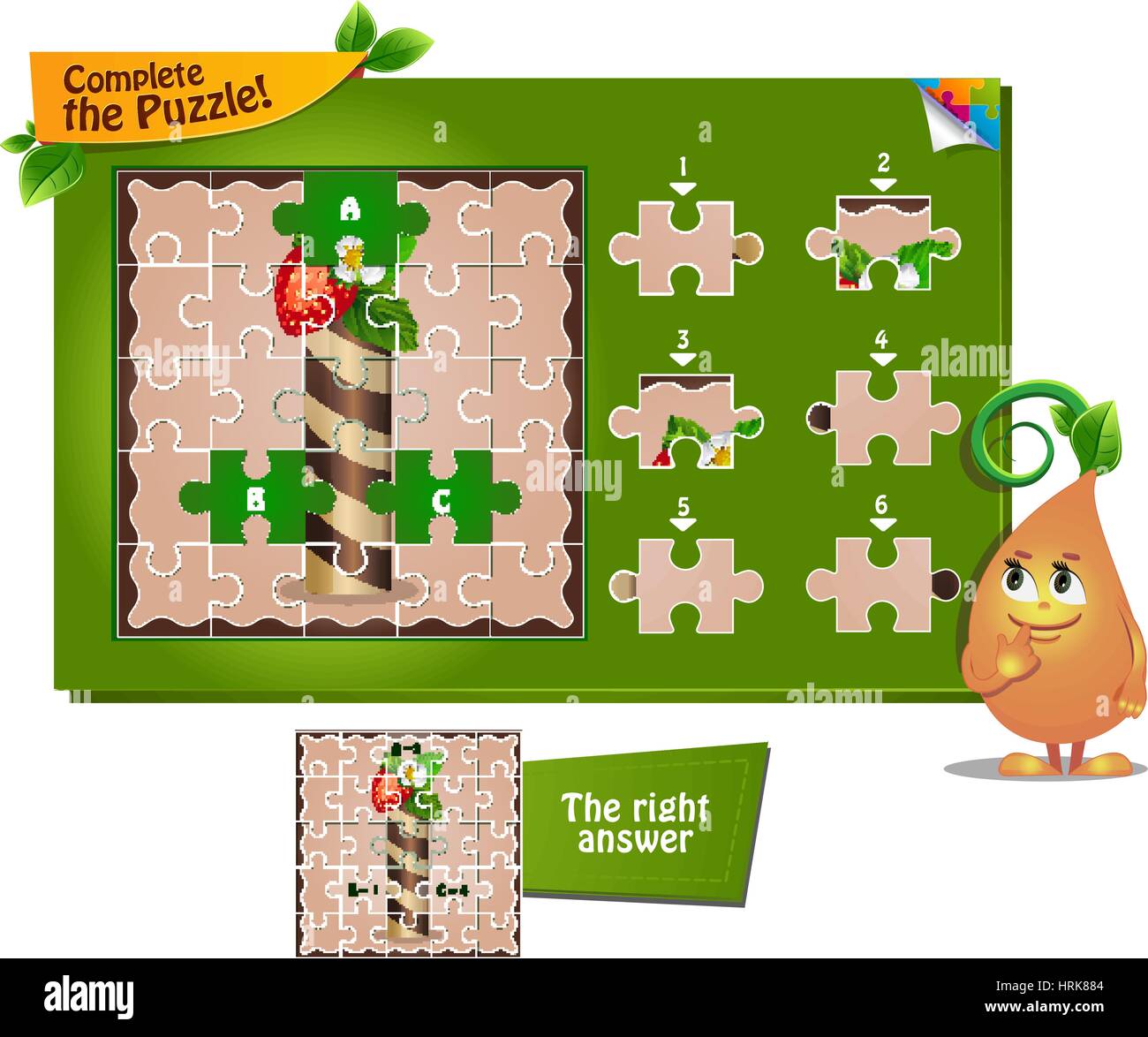 visual game for children and adults. Task complete the puzzle! Letters ...