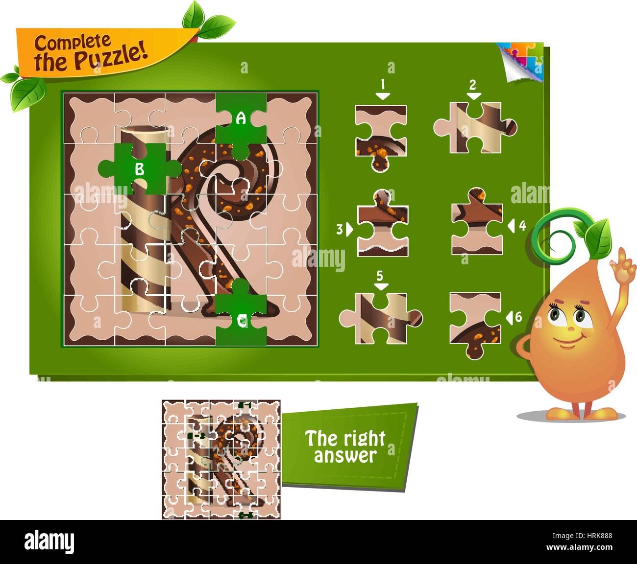 visual game for children and adults. Task complete the puzzle! Letters ...