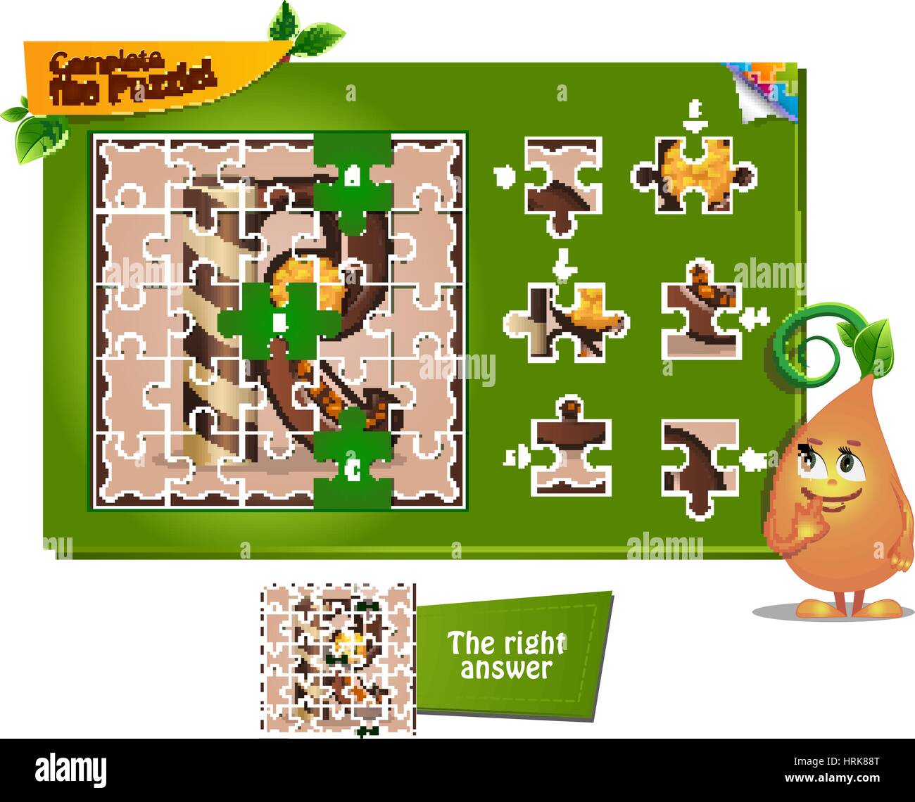 visual game for children and adults. Task complete the puzzle! Letters ...