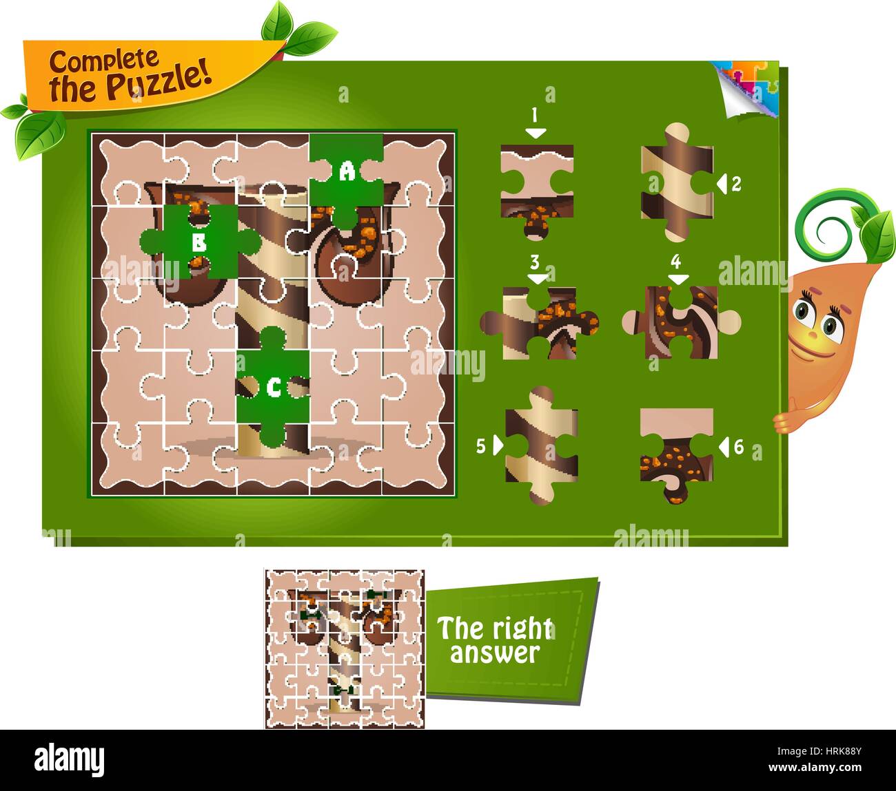 visual game for children and adults. Task complete the puzzle! Letters ...