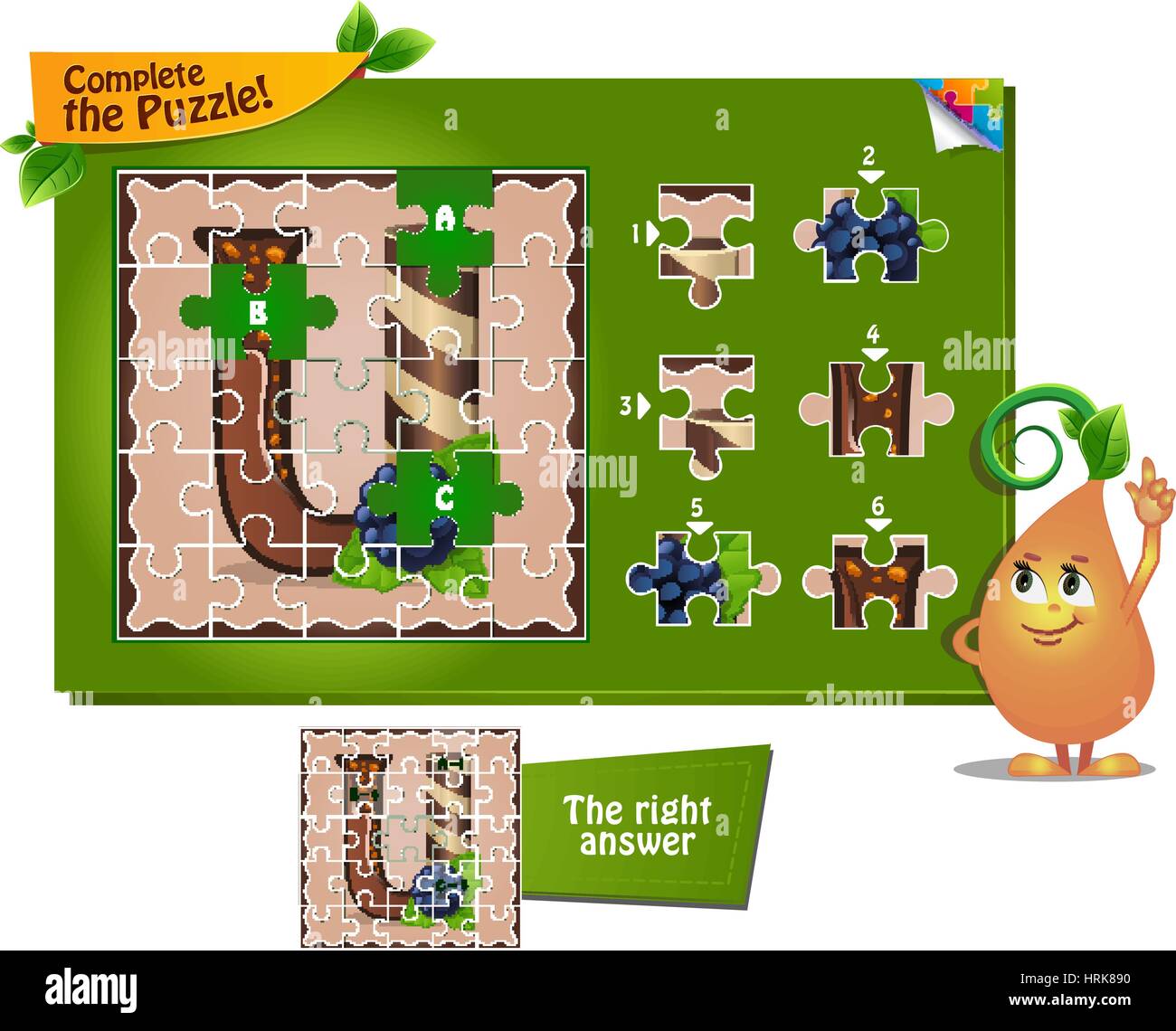 visual game for children and adults. Task complete the puzzle! Letters ...