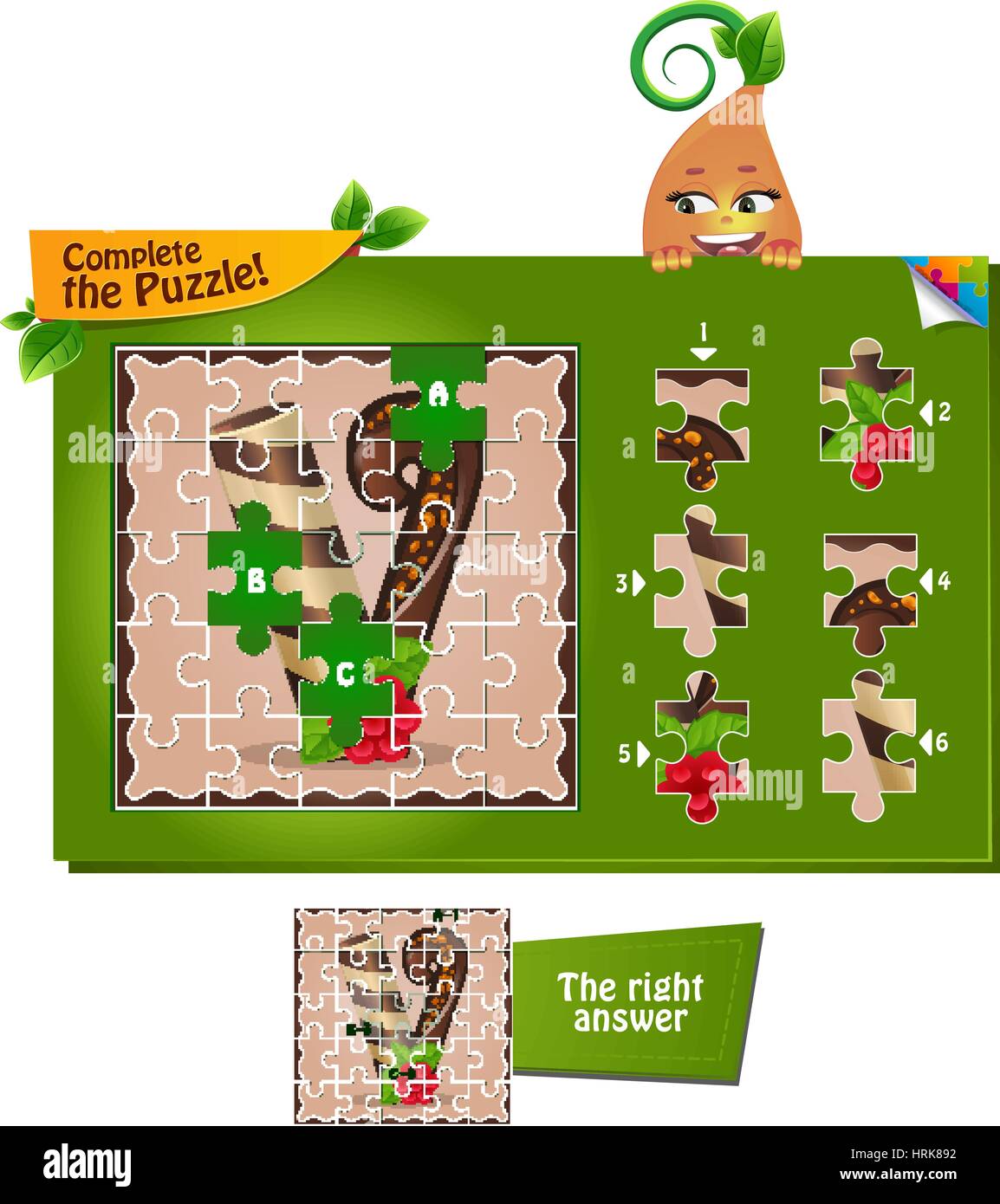 visual game for children and adults. Task complete the puzzle! Letters ...