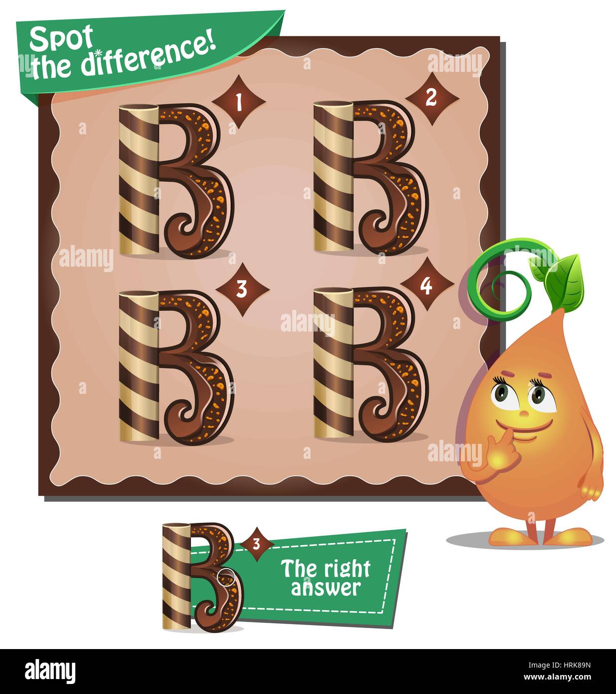 Visual Game for children. Task: Spot the difference letters b Stock ...
