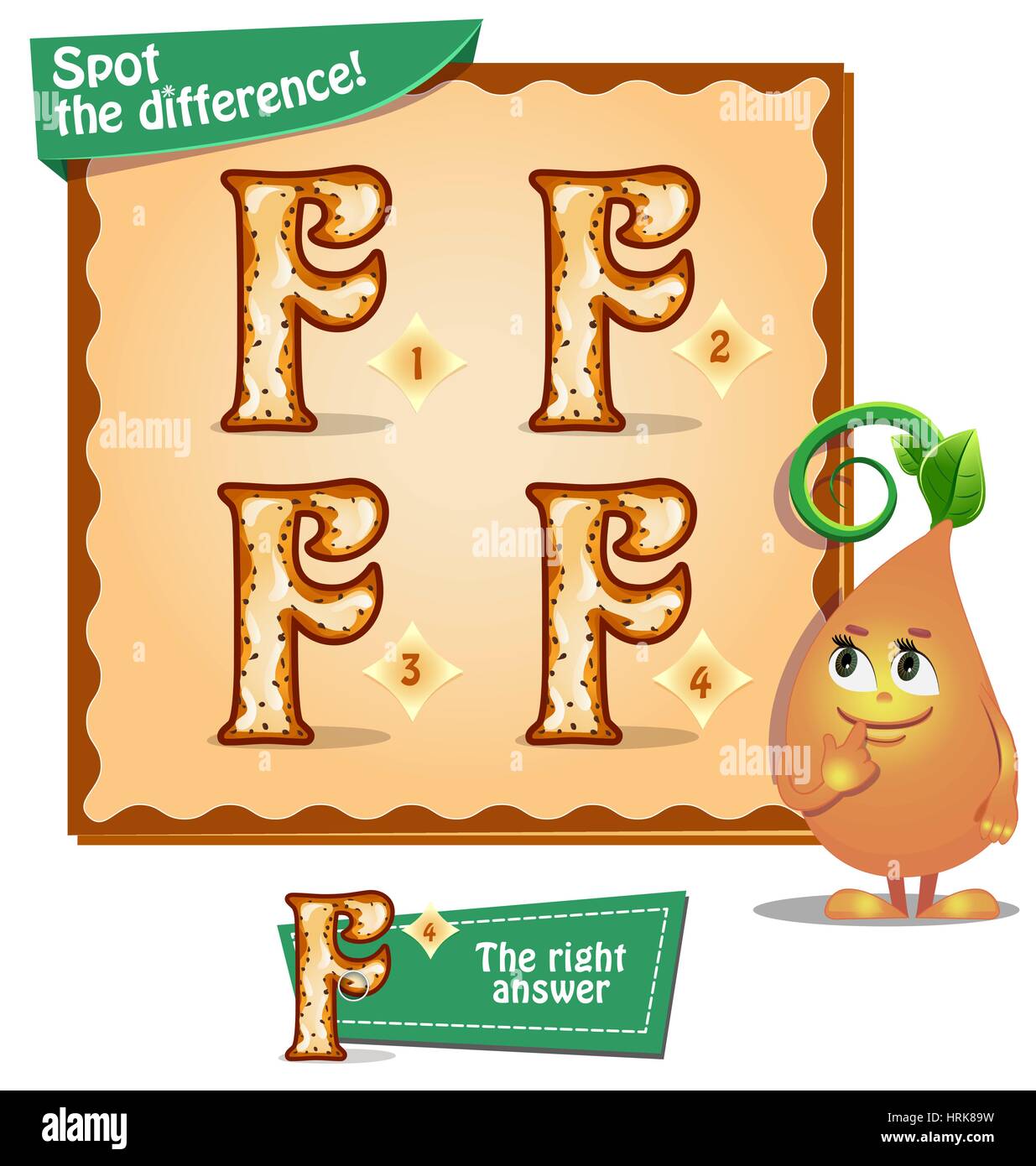 Visual Game for children. Task: Spot the difference letters f Stock ...