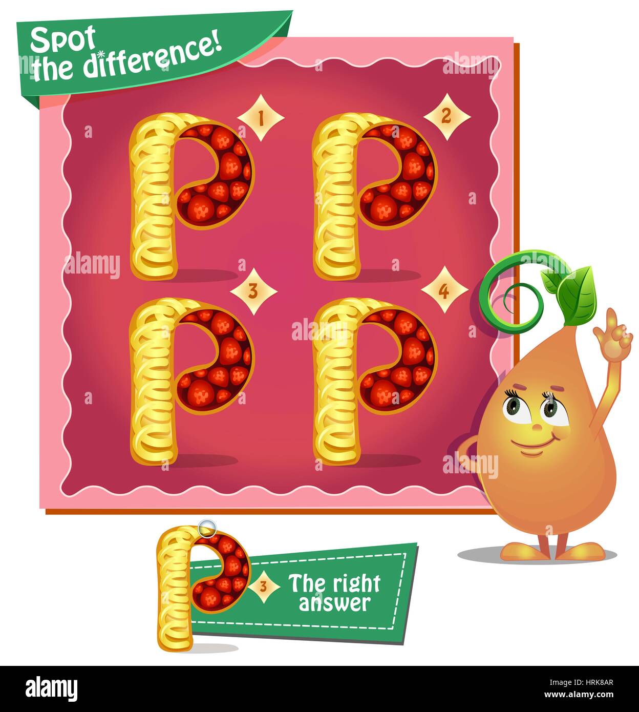 Visual Game for children. Task: Spot the difference letters p Stock ...