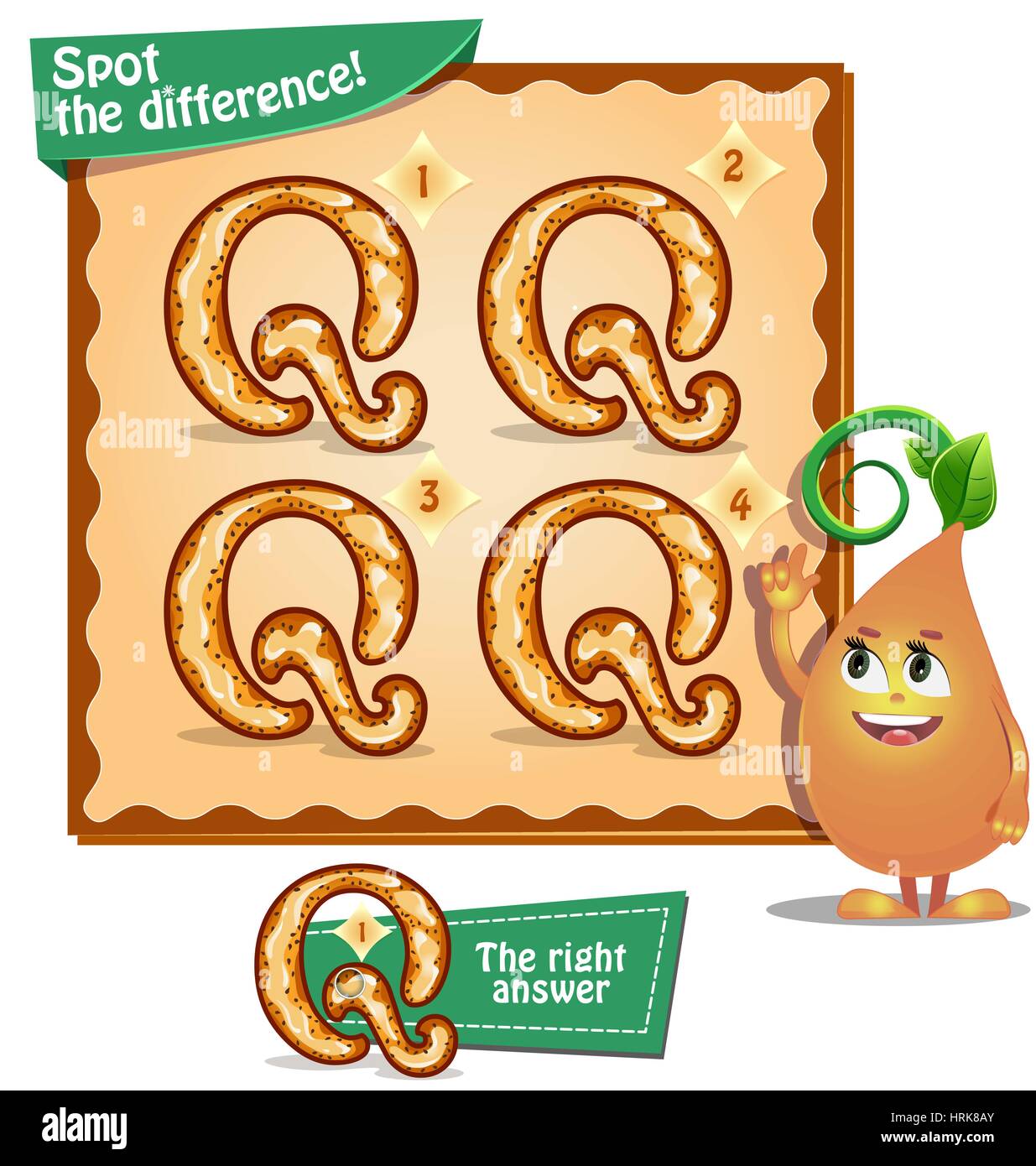 Visual Game for children. Task: Spot the difference letters q Stock ...