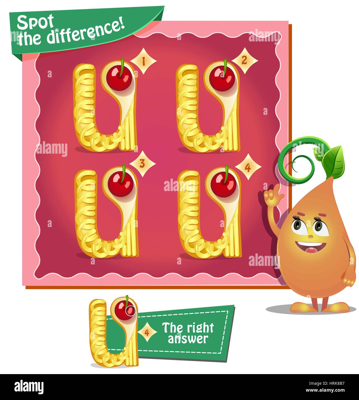 Visual Game for children. Task: Spot the difference letters u Stock ...