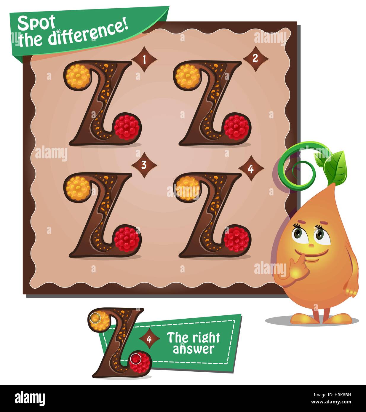 Visual Game for children. Task: Spot the difference letters z Stock ...