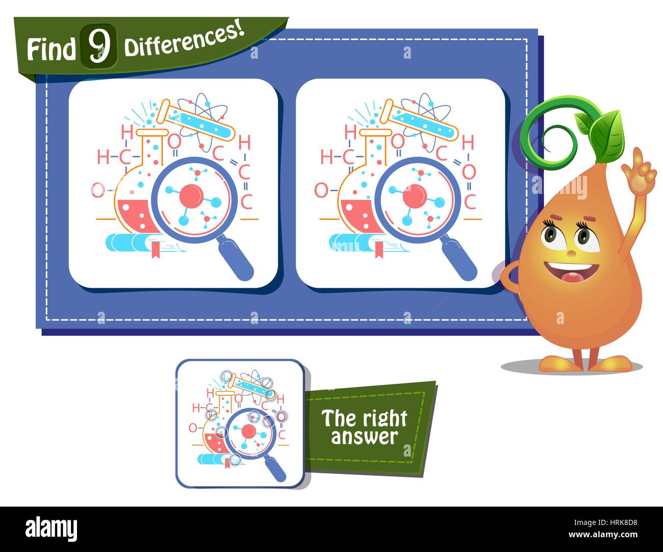 visual game for children and adults. Task to find 9 differences ...