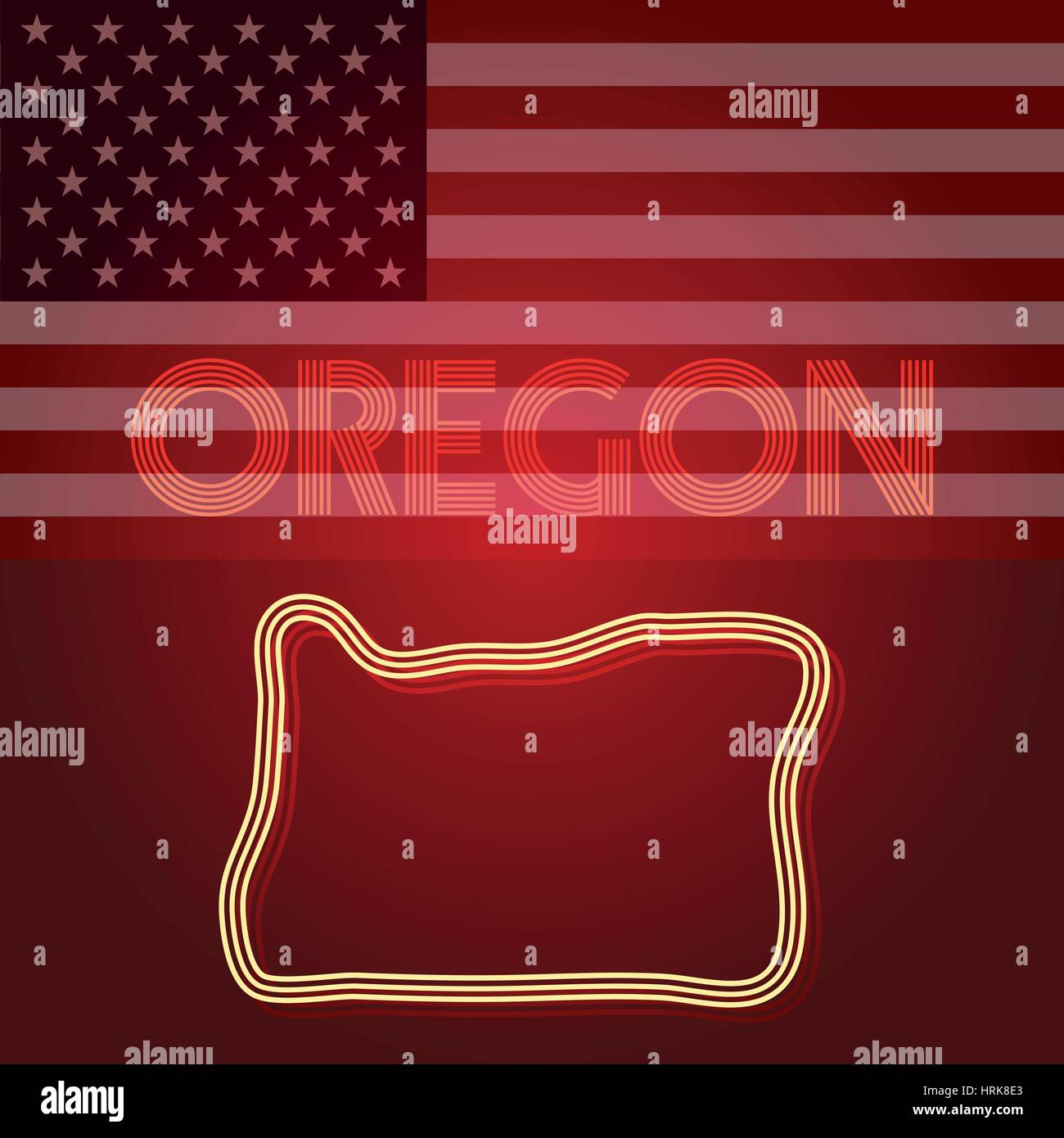 Oregon map of of geometric squares, part of the United States of ...