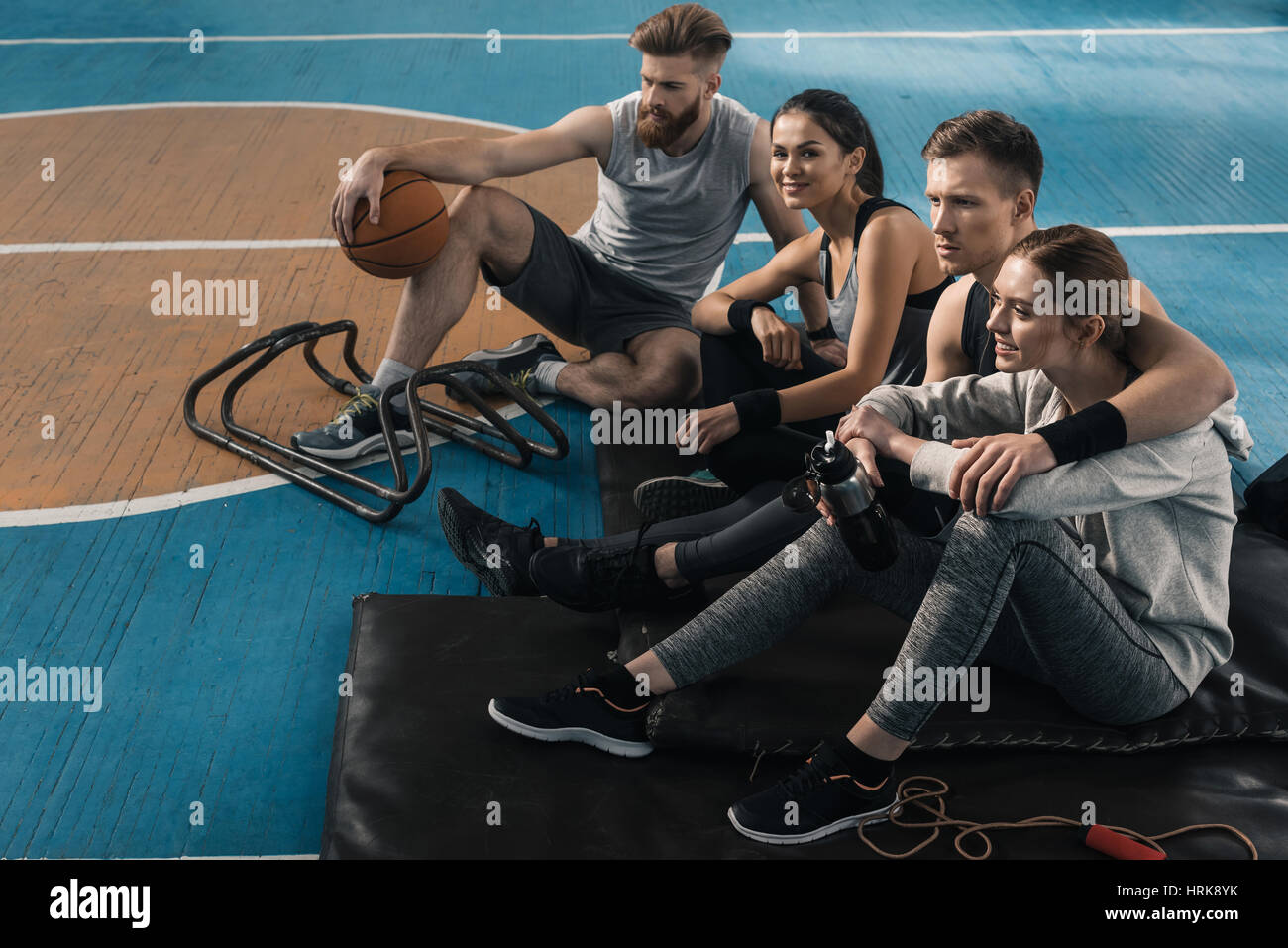 People resting in gym hi-res stock photography and images - Alamy