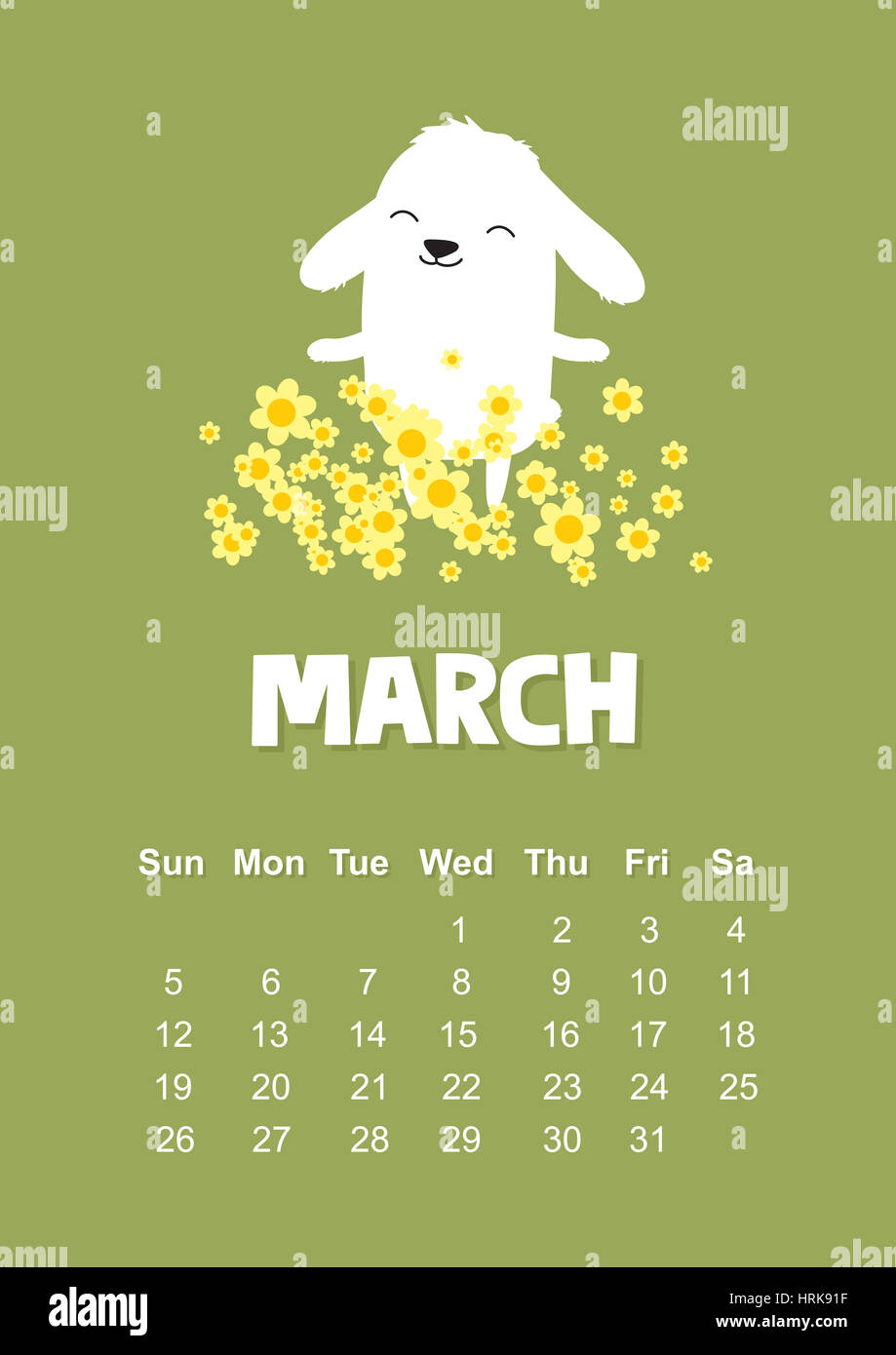 Green March 2022 Calendar