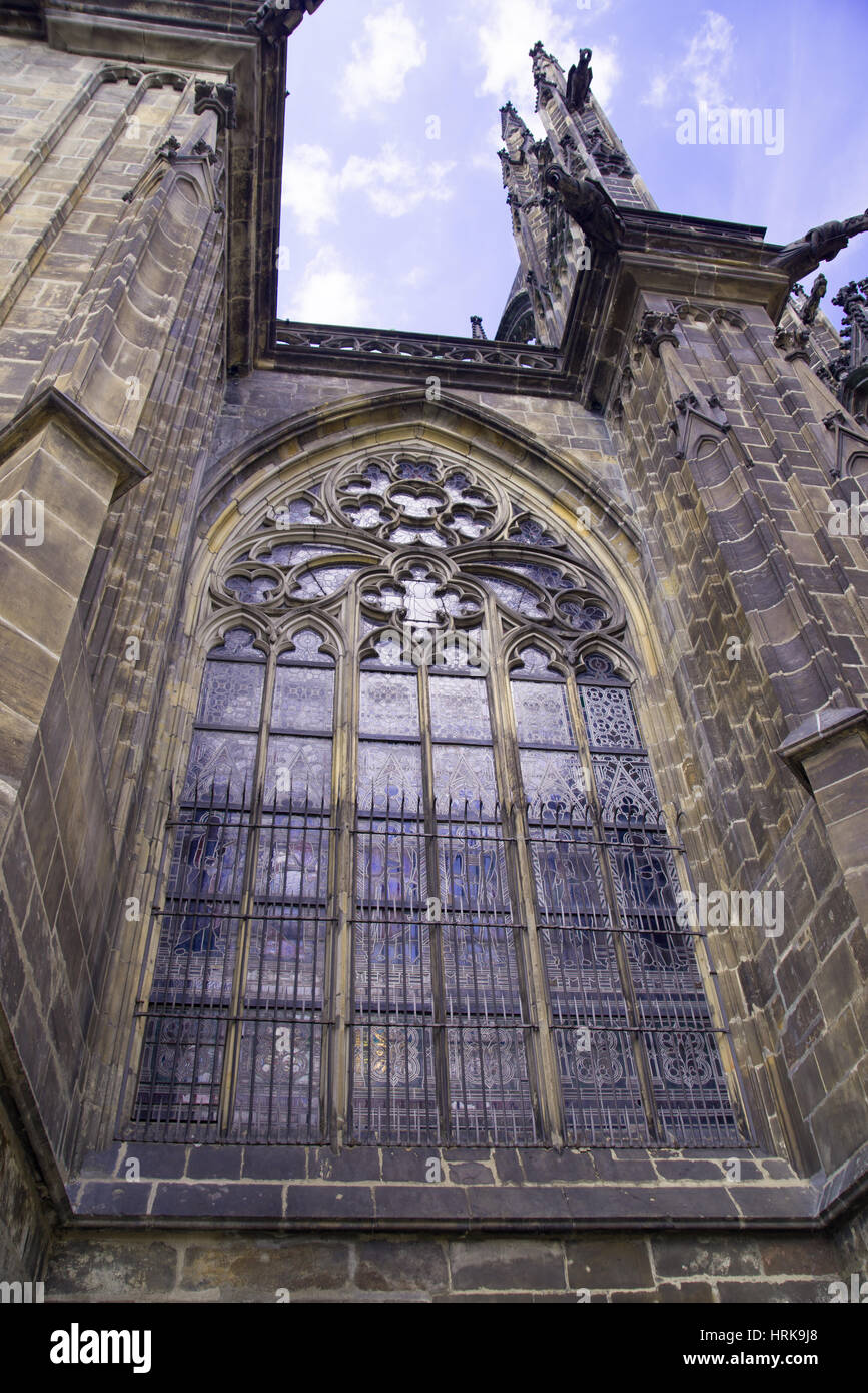 window Prague St. Vitus Cathedral at Hradcany in the Prague Castle ...
