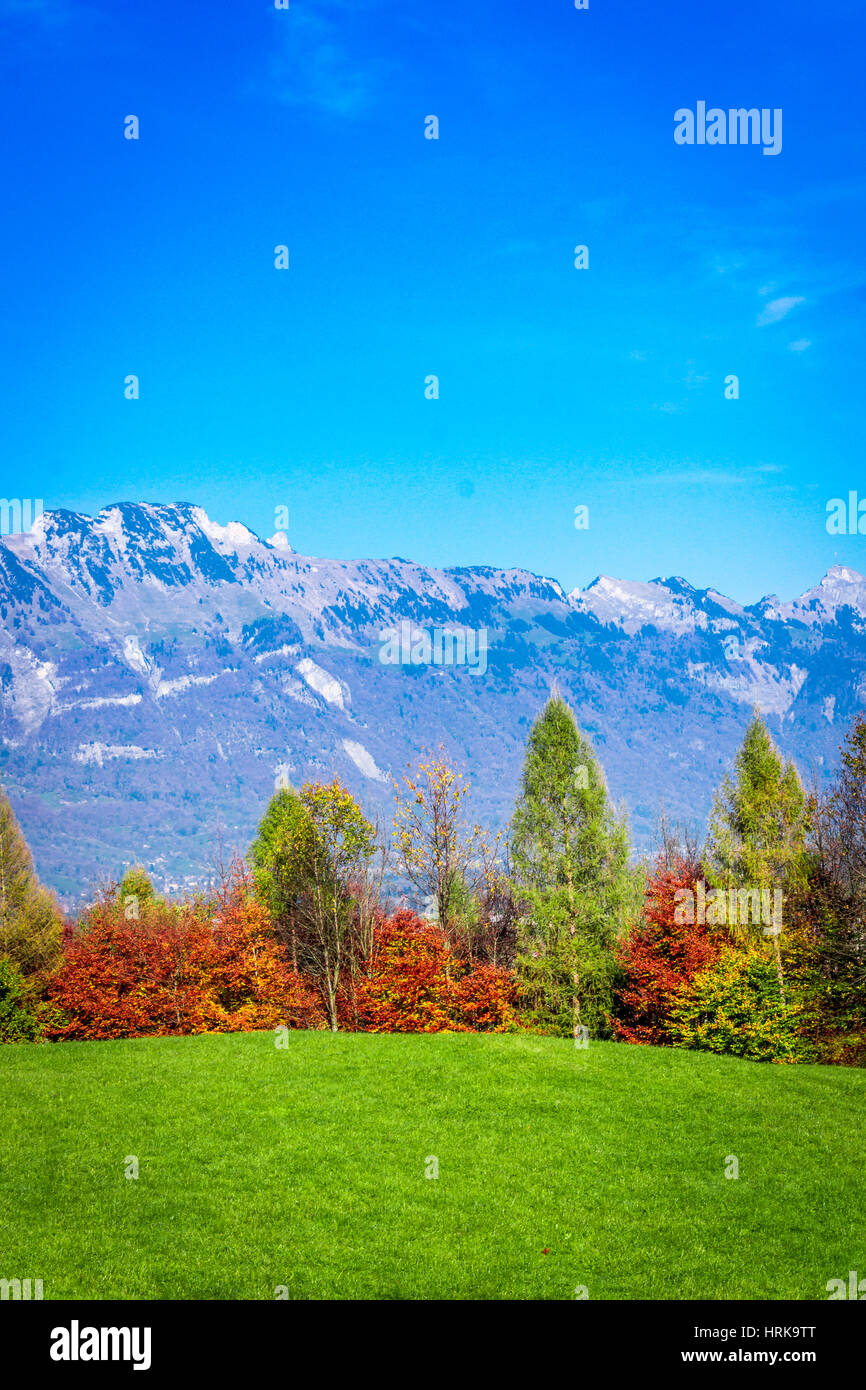 mountain landscape in switzerland. Swiss alpine landscape Stock Photo ...