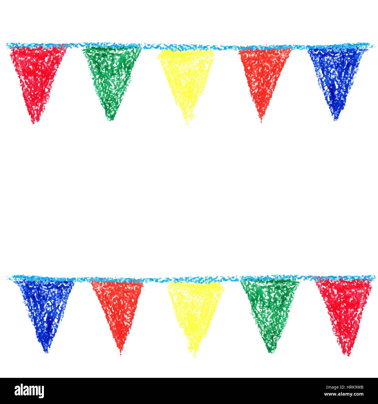 Wax crayon party bunting, isolated on white background Stock Vector ...