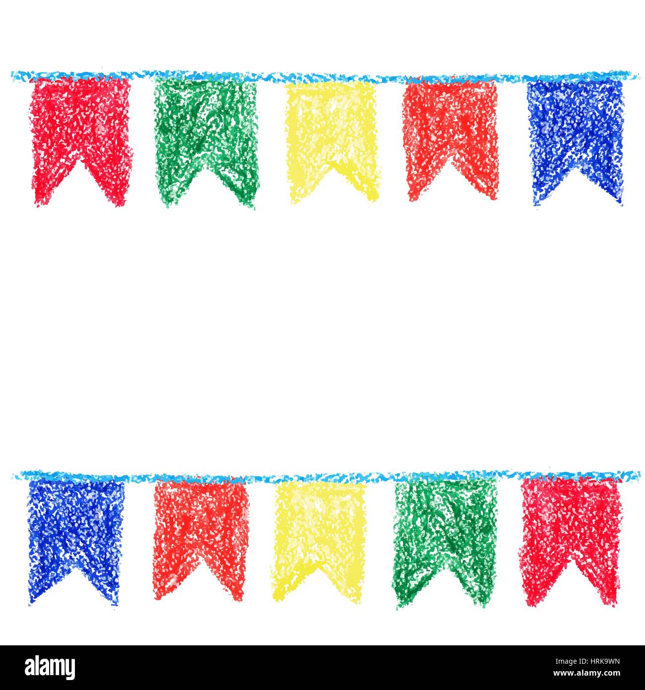 Wax crayon party bunting, isolated on white background Stock Vector ...