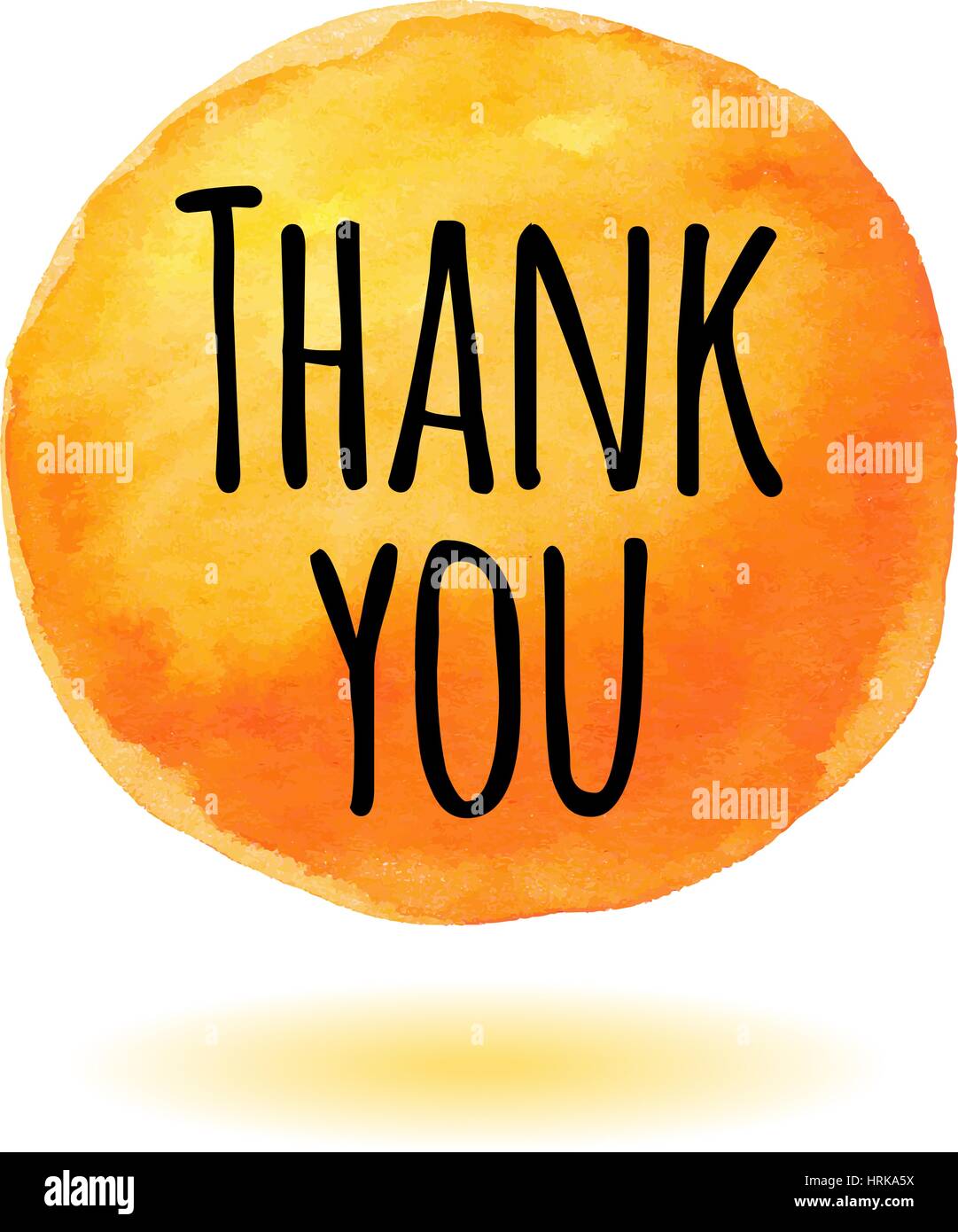Thank you card with orange watercolor circle Stock Vector Image & Art ...