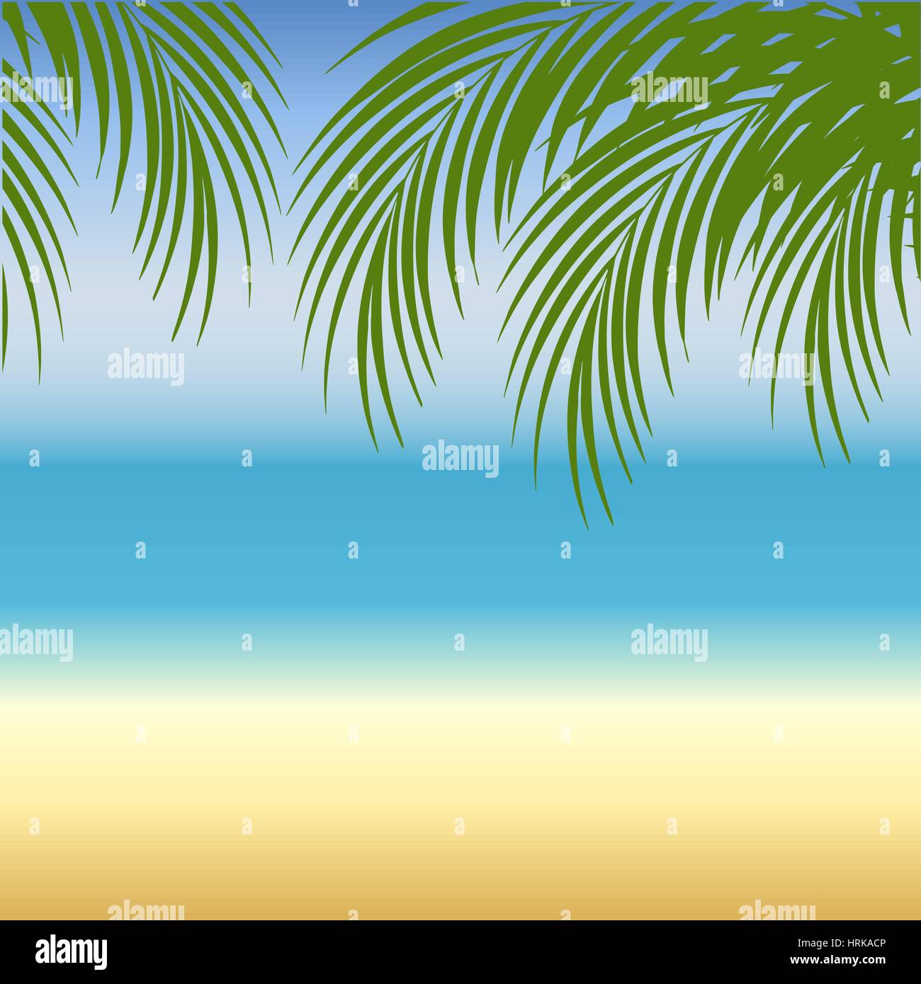Beach background with sea, sand and palm trees Stock Vector Image & Art ...
