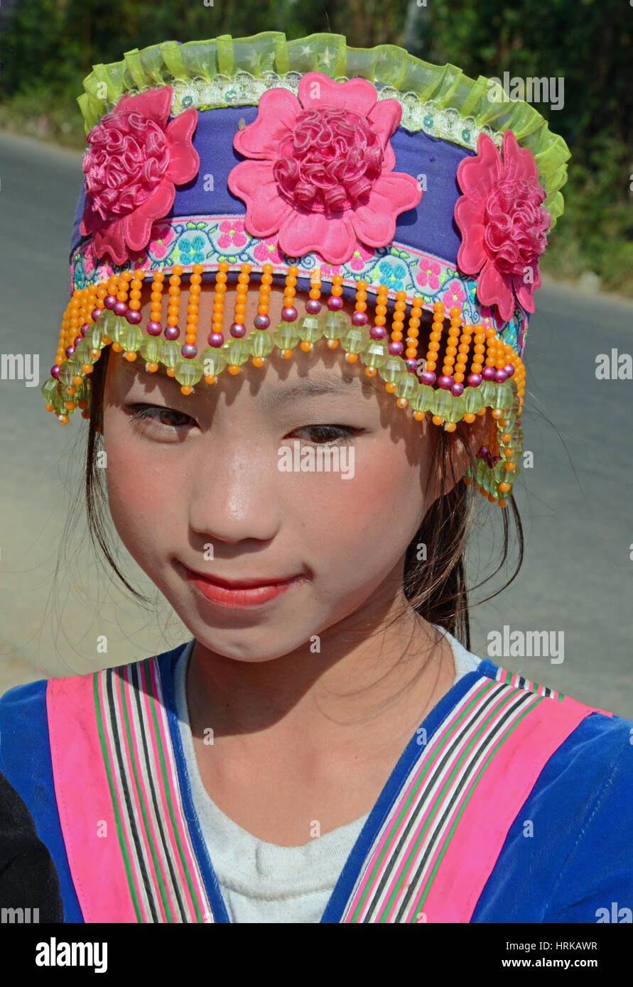Children of the Hmong tribe in Laos in traditional costume Stock Photo ...